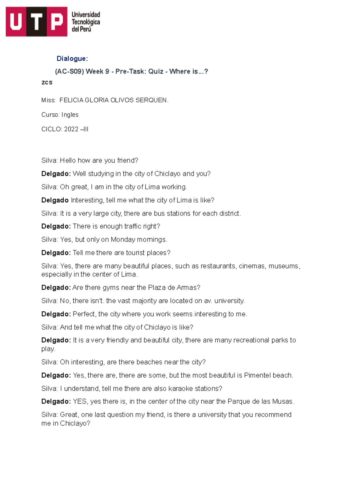 Dialogue 9 Ac Task - ingles Practica para reforzamientopara ddmeldmedle ...