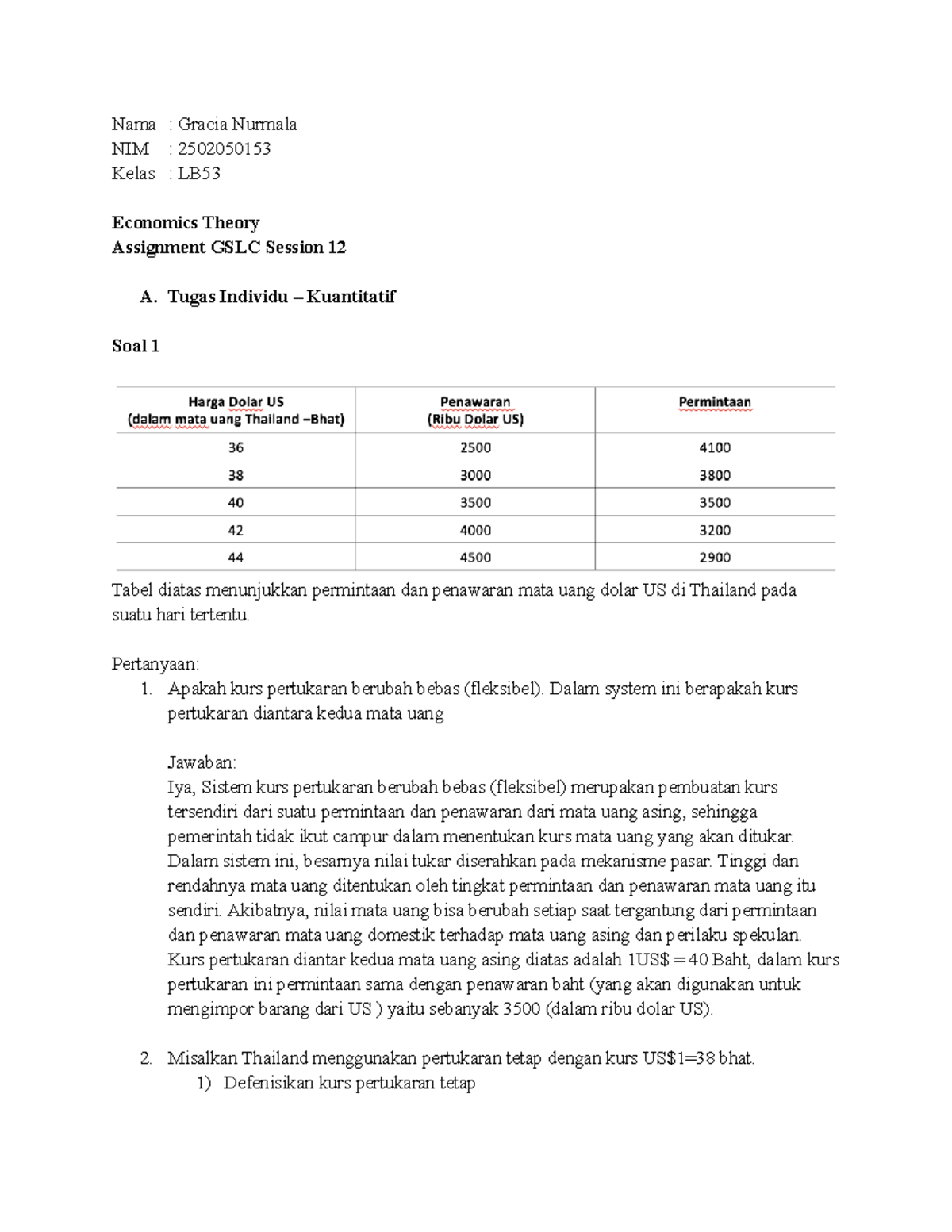 business economic gslc 12 - Nama : Gracia Nurmala NIM : 2502050153 ...