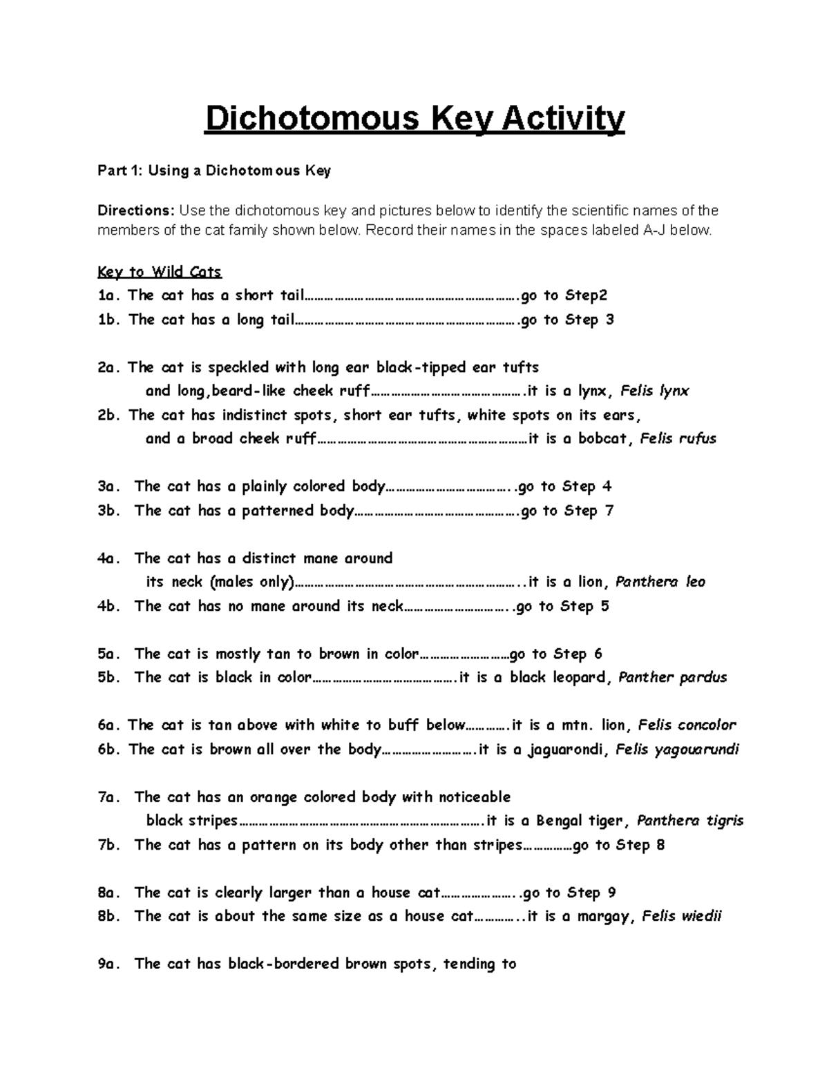 Max Esper Dichotomous Key Activity - Dichotomous Key Activity Part 1 ...