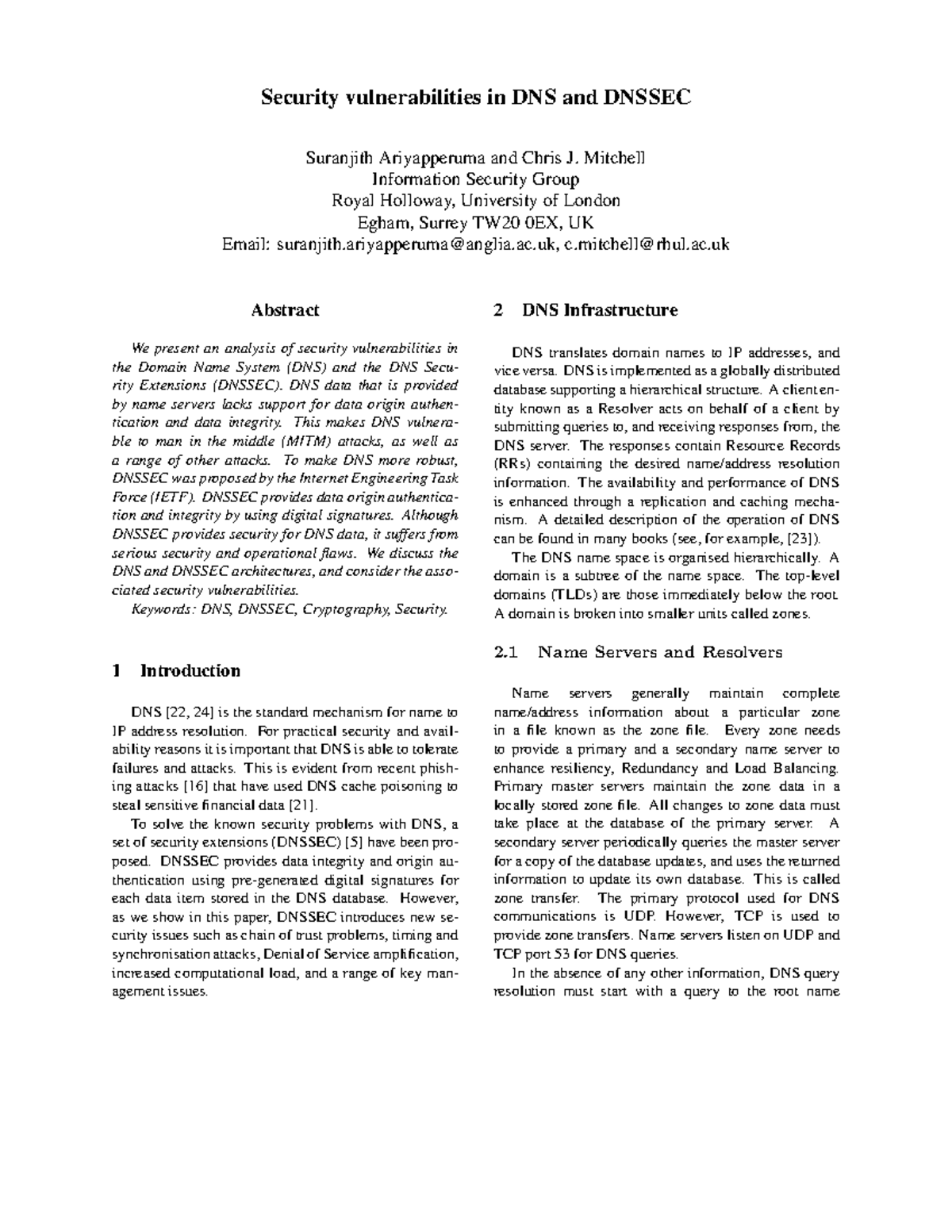 (DNS) and (DNS SEC) - Practice Material - Security vulnerabilities in DNS and DNSSEC Suranjith ...