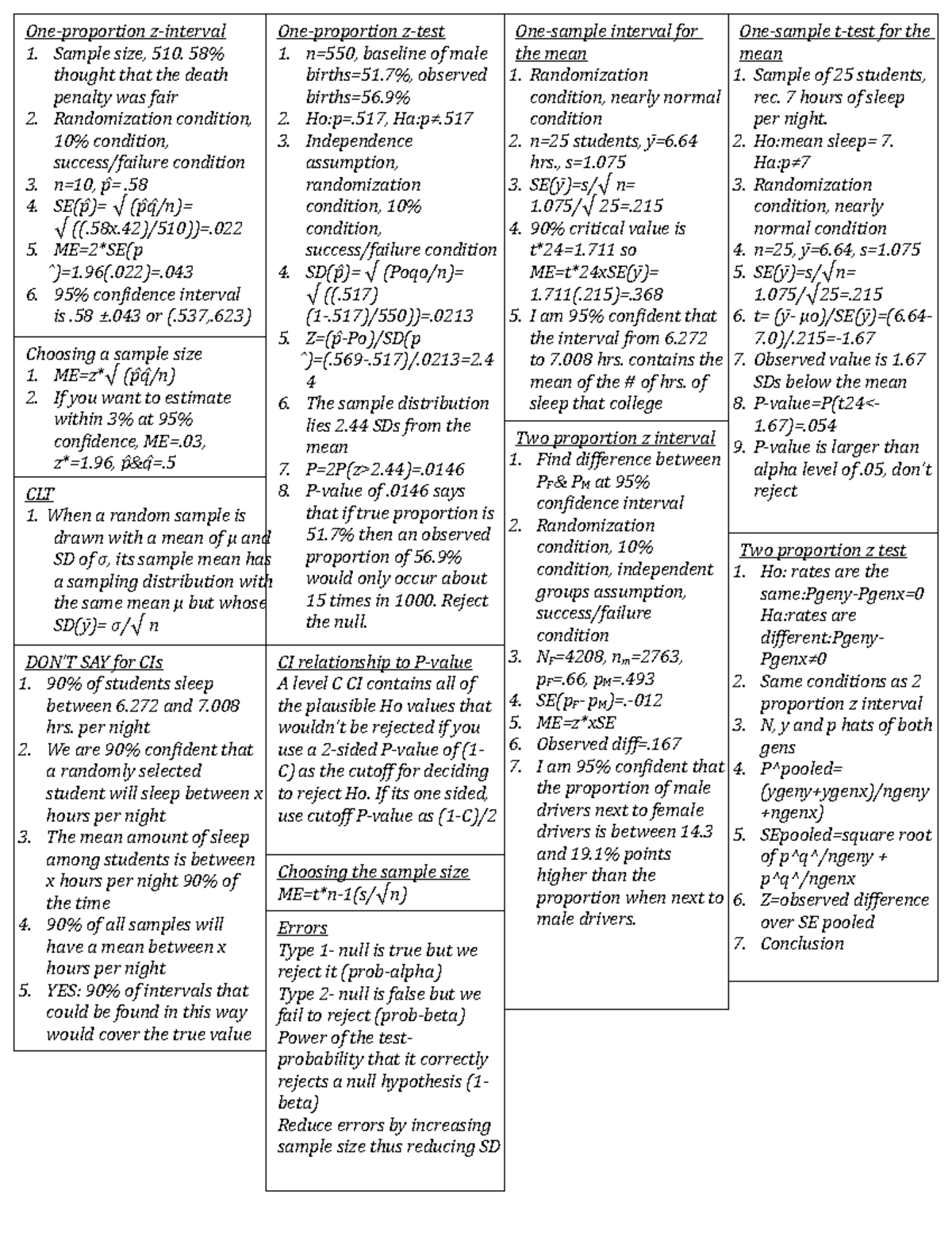 Prelim 2 cheat sheet - Summary Developmental Psychology - 1. Sample ...