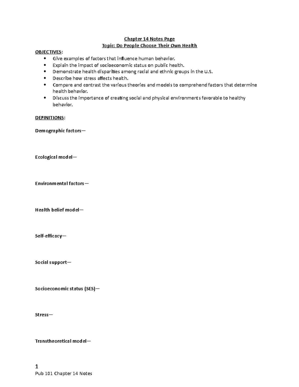Ch 14 pub - Lecture notes 14 - Chapter 14 Notes Page Topic: Do People ...