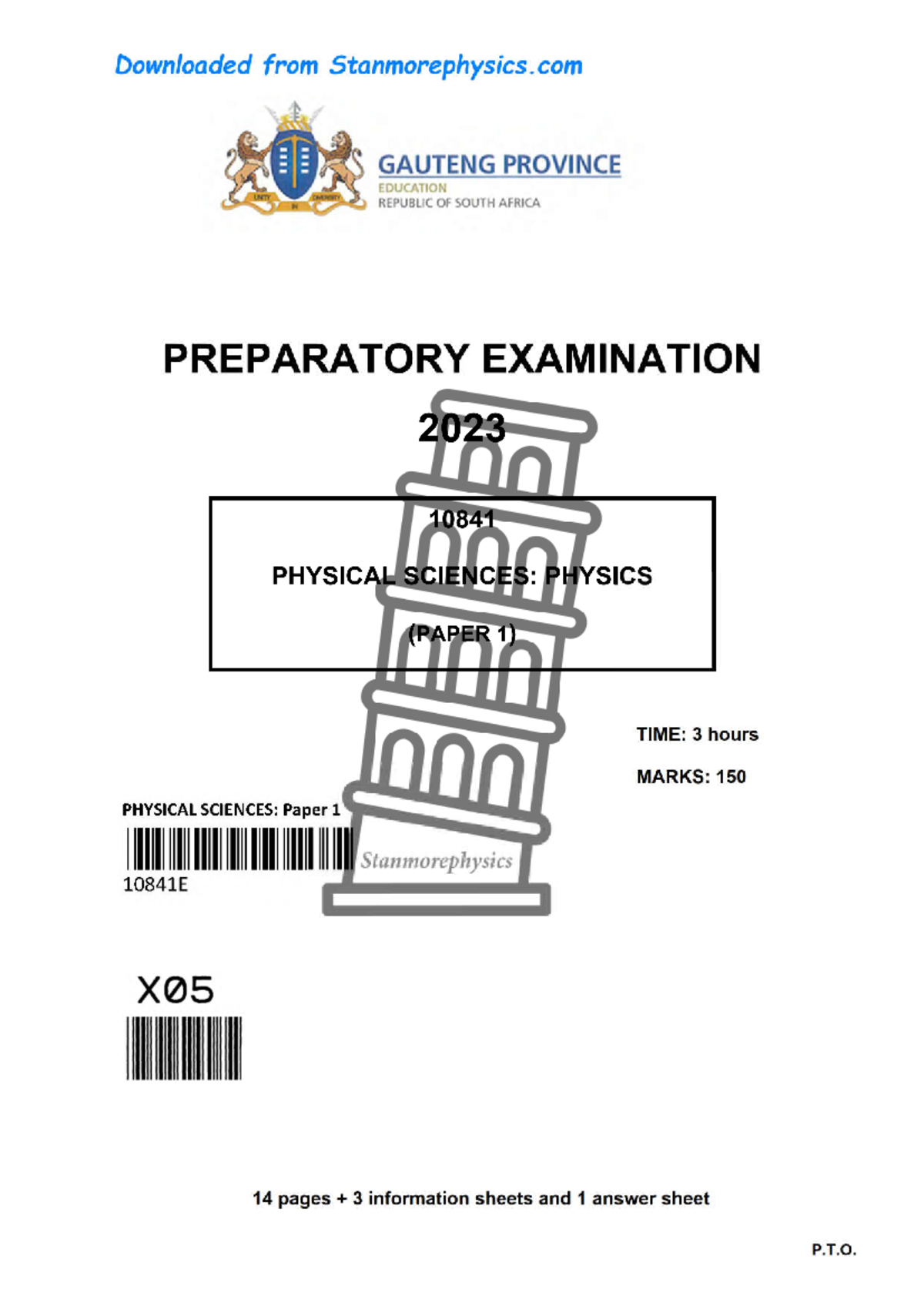 GP Physical Sciences Grade 12 SEP 2023 P1 and Memo - Downloaded from Stanmorephysics GAUTENG ...