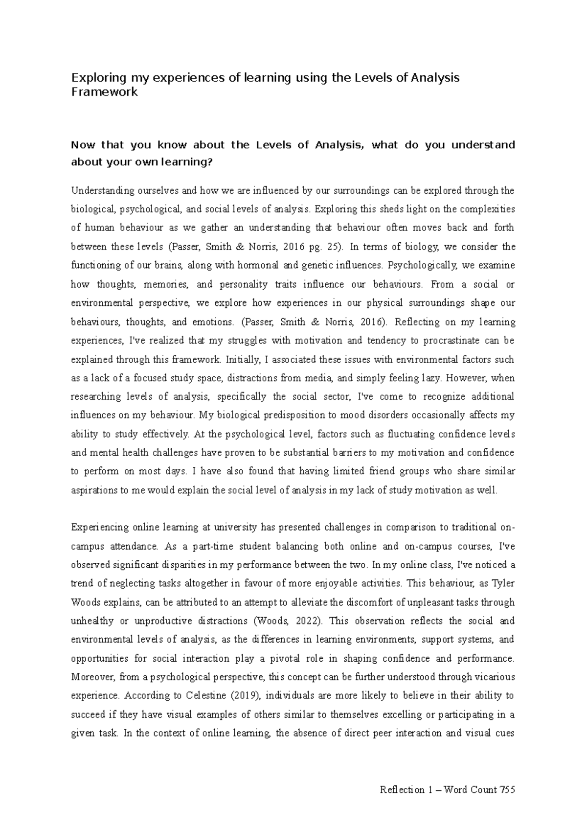 Reflection One 2024 - Exploring my experiences of learning using the ...