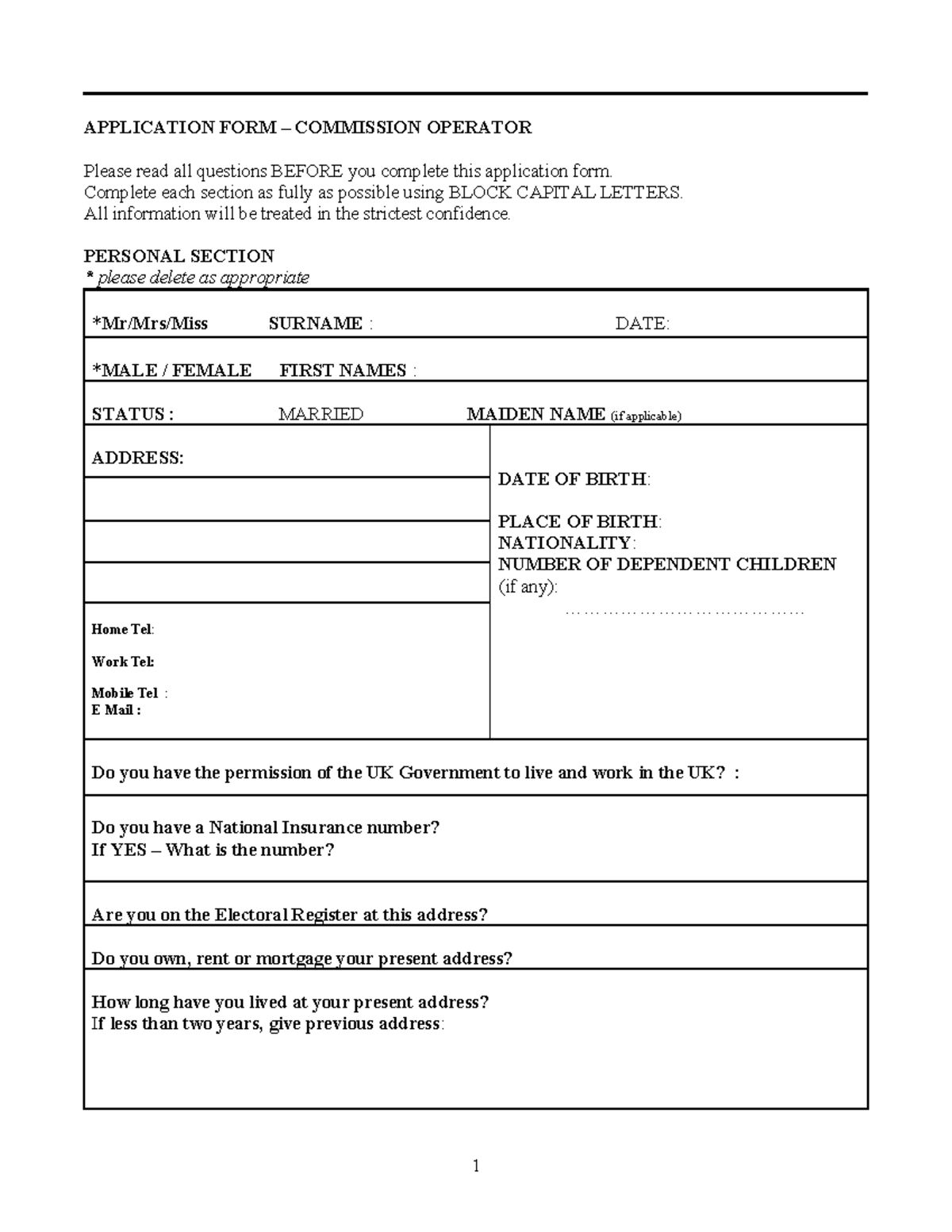 PGG COOP Application form - APPLICATION FORM – COMMISSION OPERATOR ...
