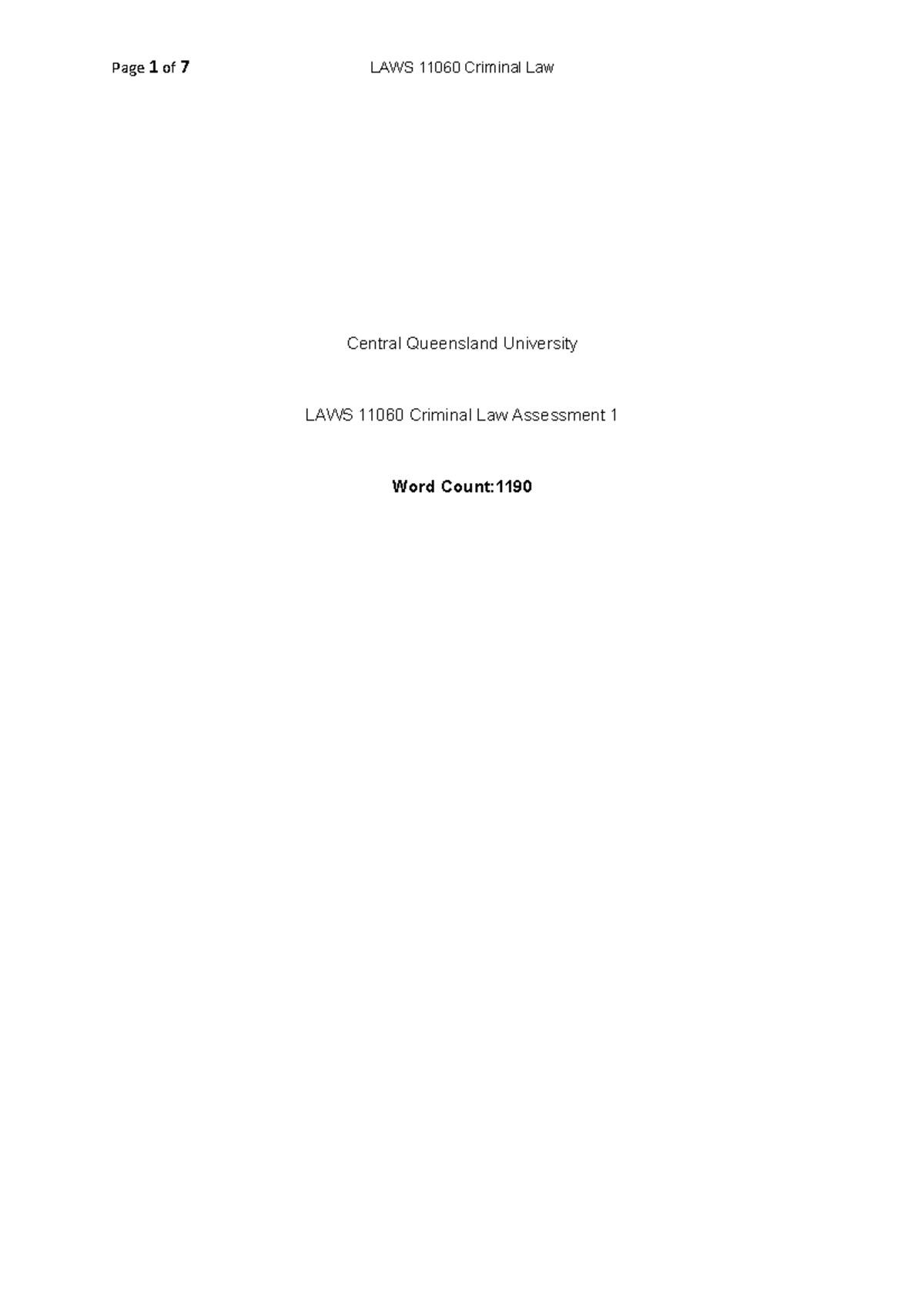 Assignment 1 Term 1 - Criminal law - bail application. - Central ...