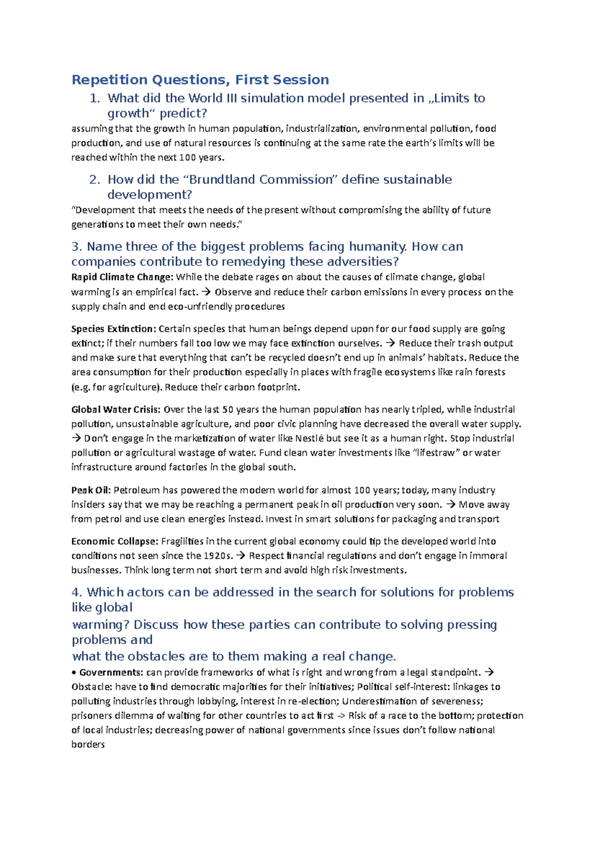 Repetition Questions - Possible solutions to the practice material ...