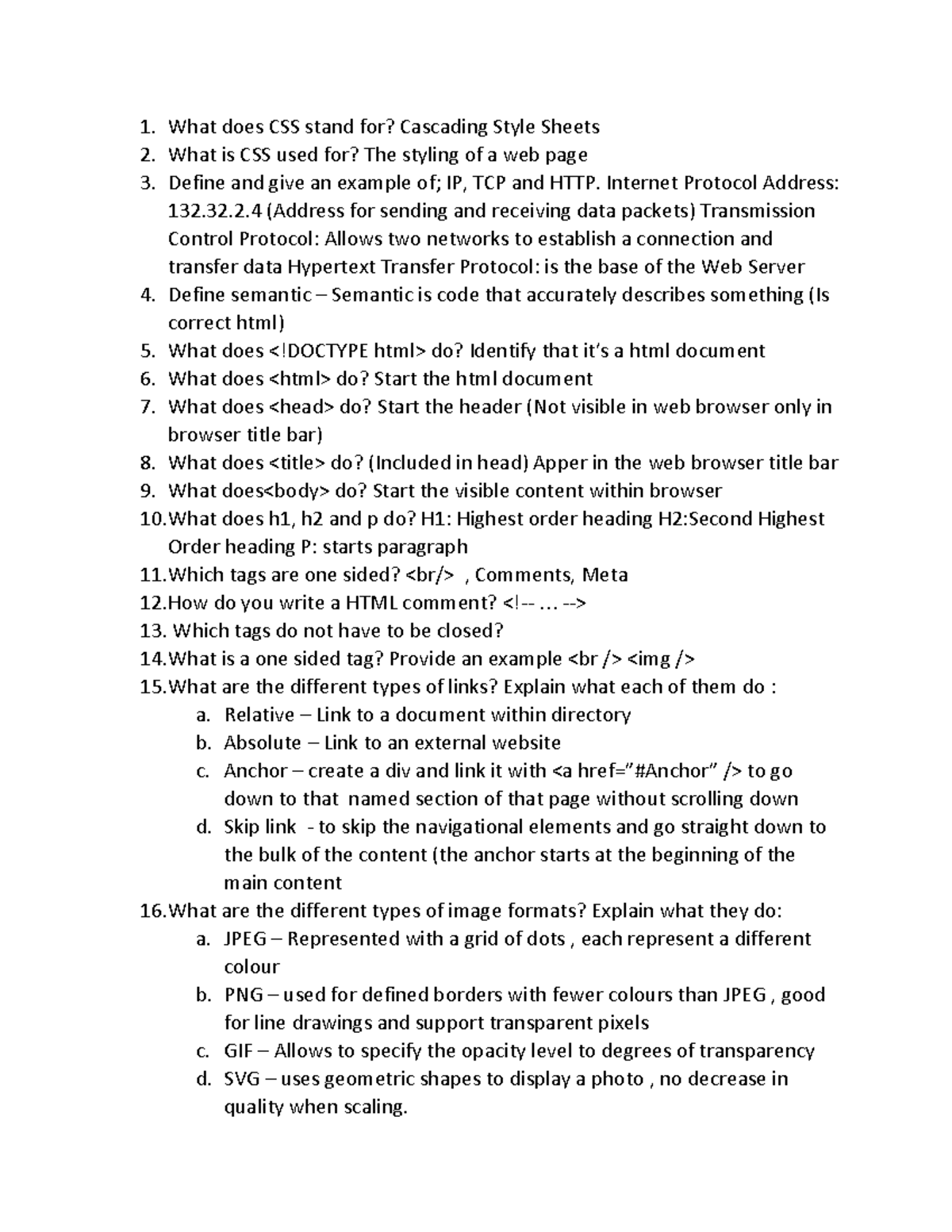 Vilai Examrevisionquestions - 1. What does CSS stand for? Cascading ...