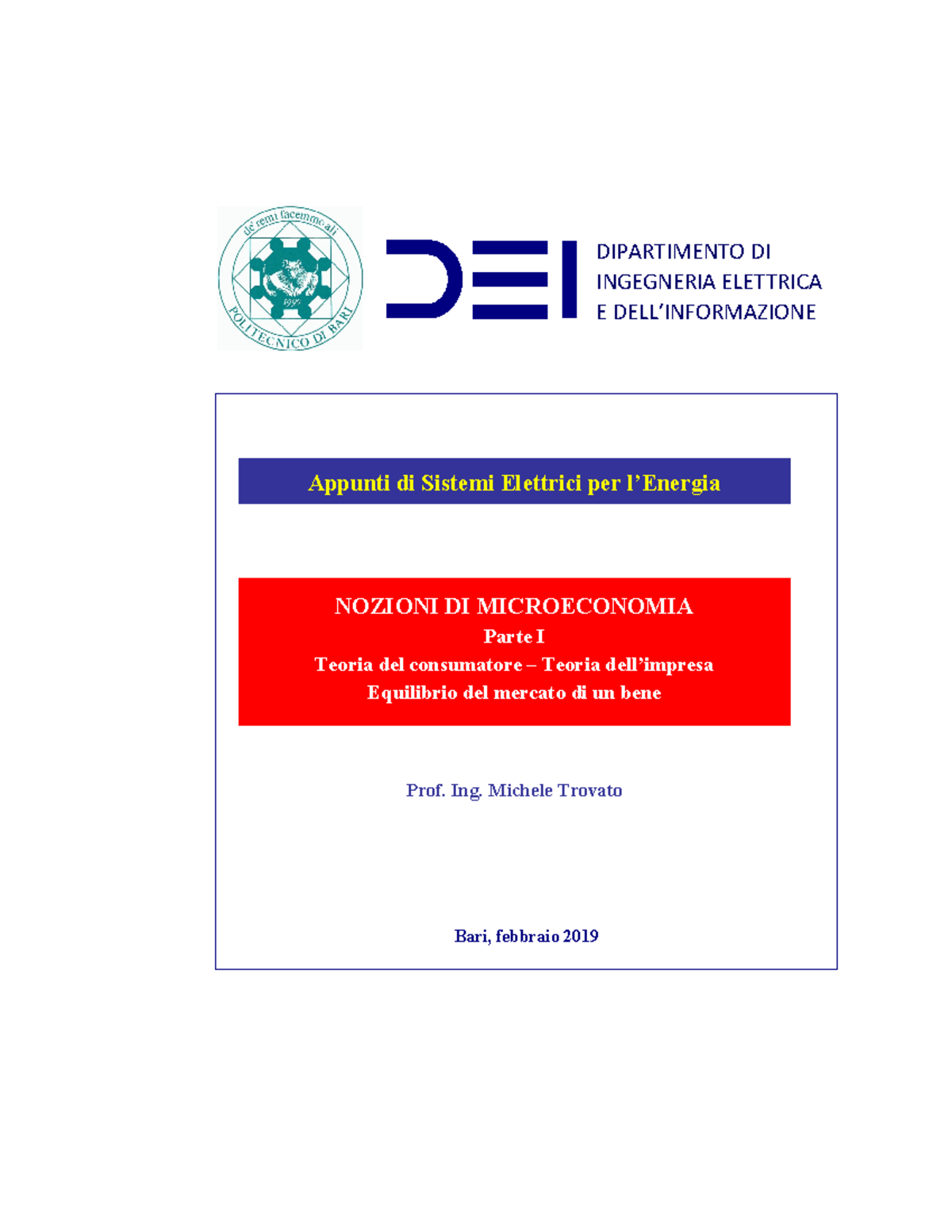05 - SEPE 2019 - Nozioni di Microeconomia - Warning: TT: undefined function: 32 Appunti di ...