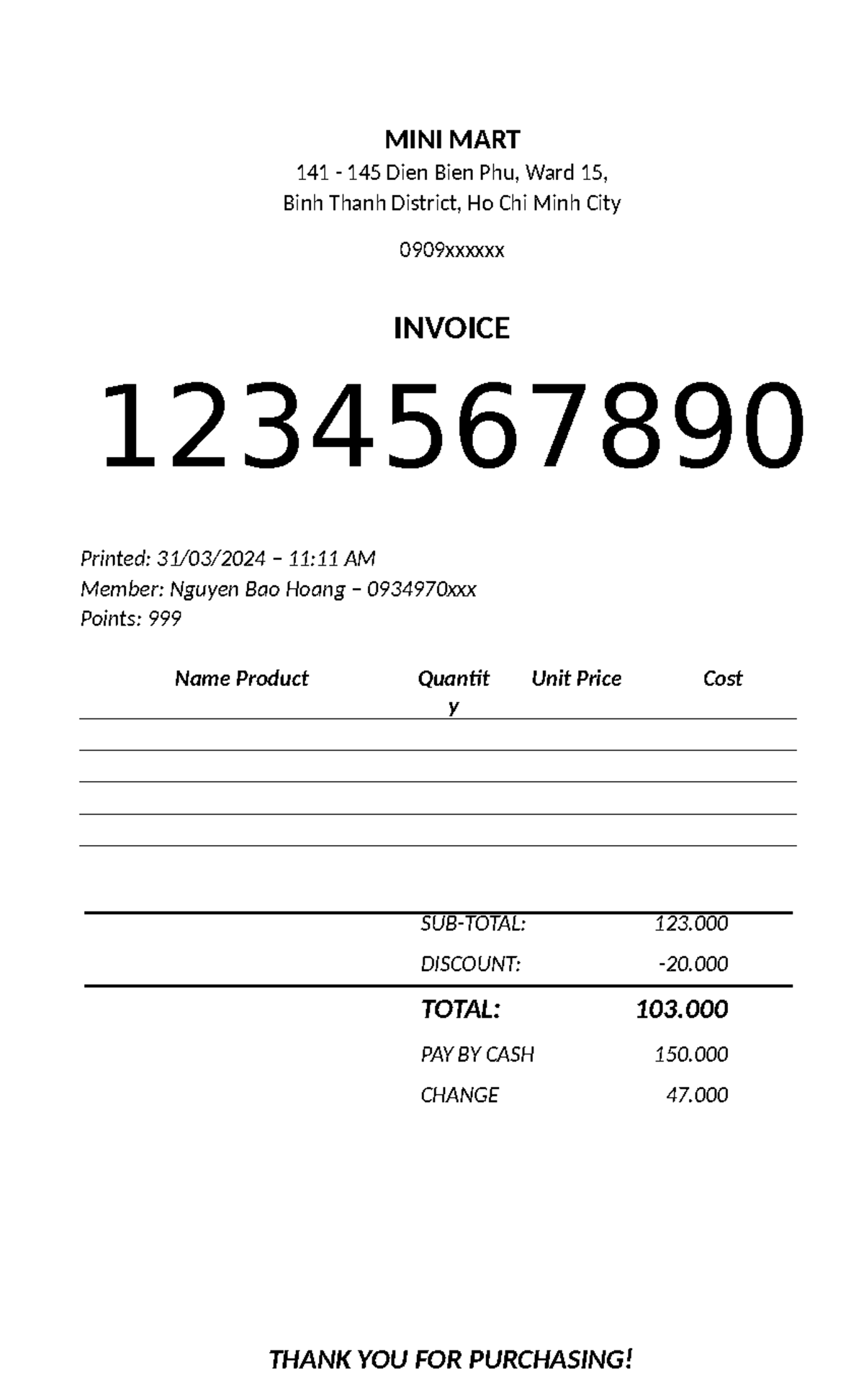 MINI MART Invoice - Summary Phân tích và thiết kế hệ thống thông tin ...