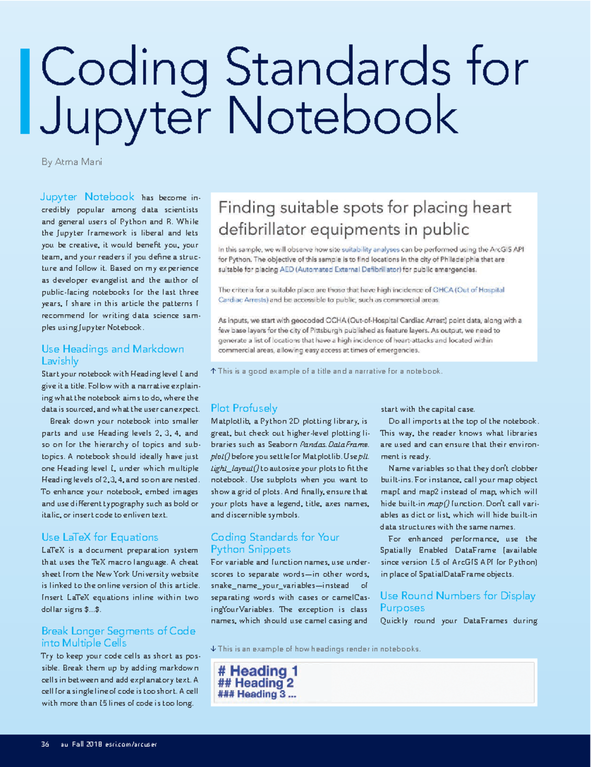 Coding standards jupyter ntbk - 36 au Fall 2018 esri/arcuser Jupyter ...