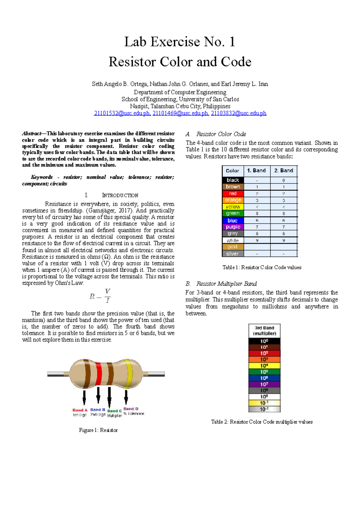 Lab-Exercise-No - dsadasdsad - Lab Exercise No. 1 Resistor Color and ...