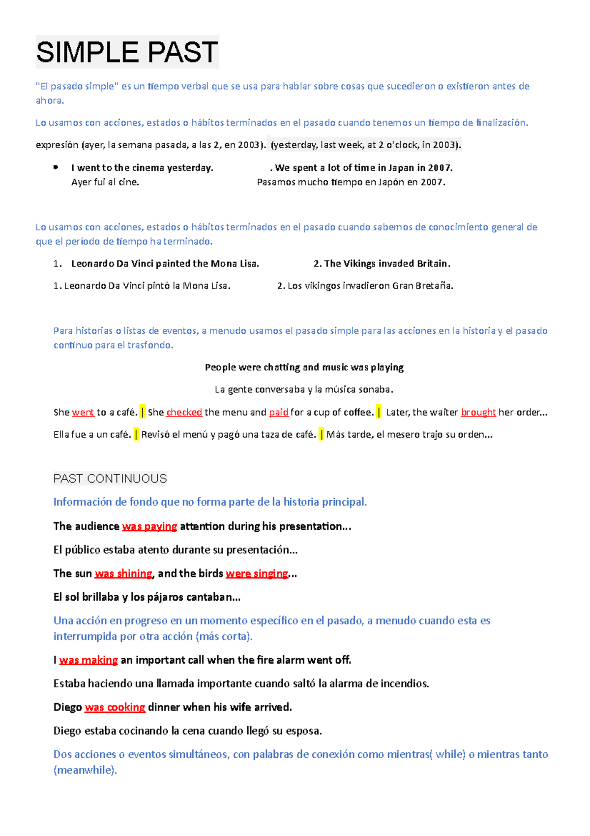 Simple PAST - SIMPLE PAST ''El pasado simple'' es un tiempo verbal que ...