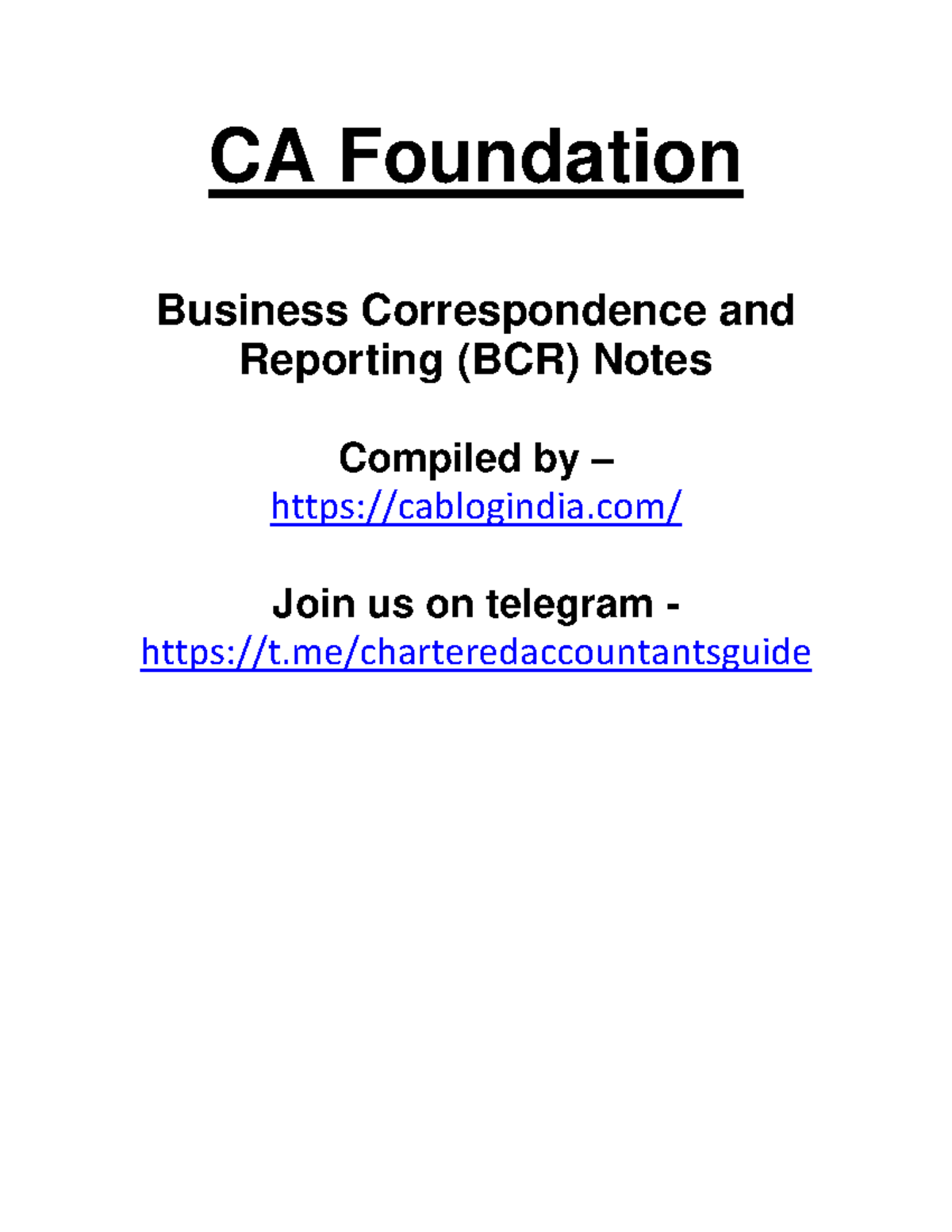 BCR Detailed Notes - bcr - CA Foundation Business Correspondence and ...