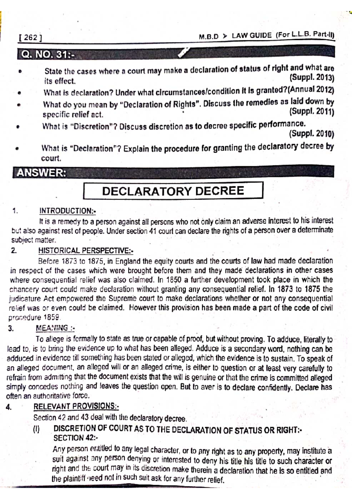 Discretion and rescission - 262) M.B LAW GUIDE (For L.L. Q. NO. State ...