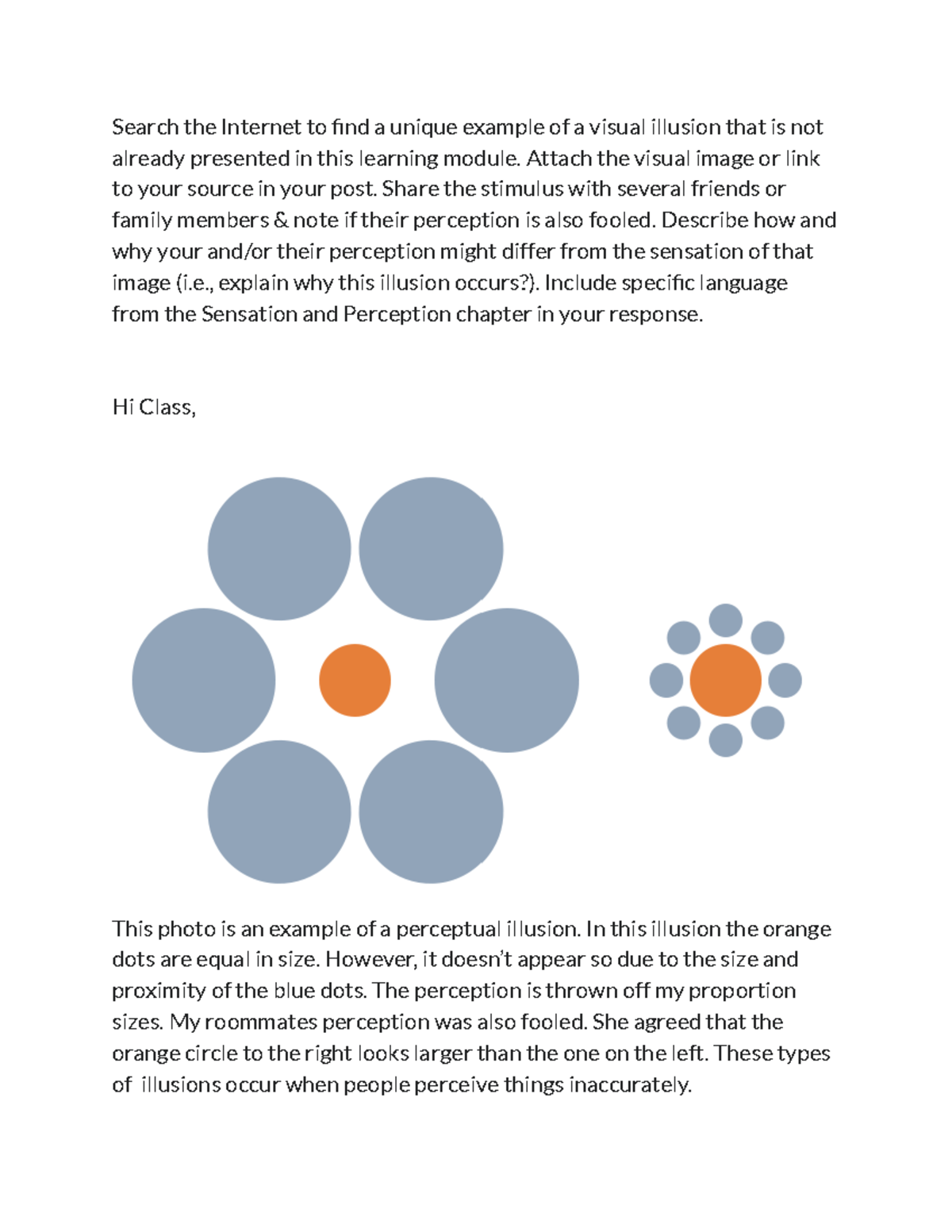 Ch 6 visual illusions db - Search the Internet to find a unique example ...