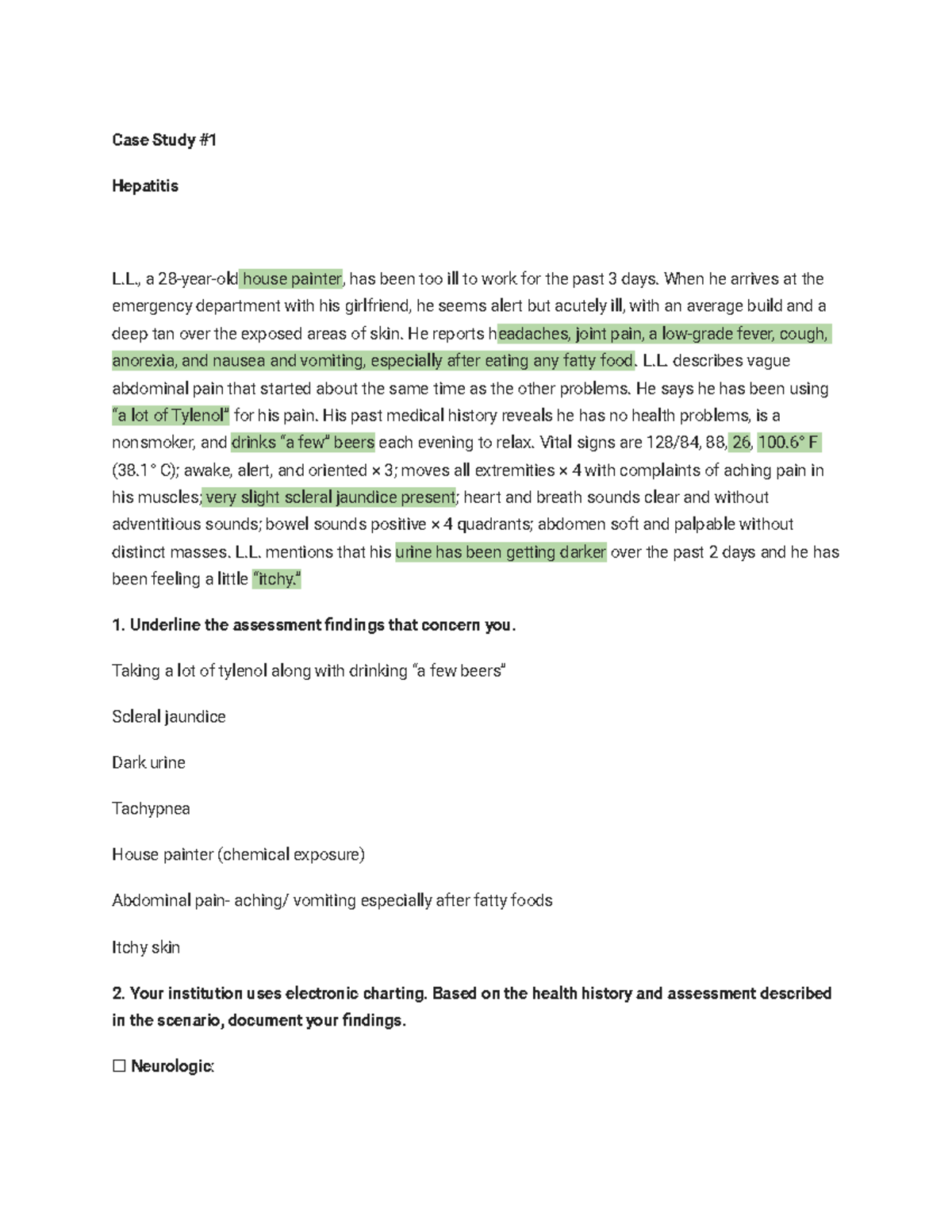 GI Case Studies - case study w answers - Case Study # Hepatitis L., a ...