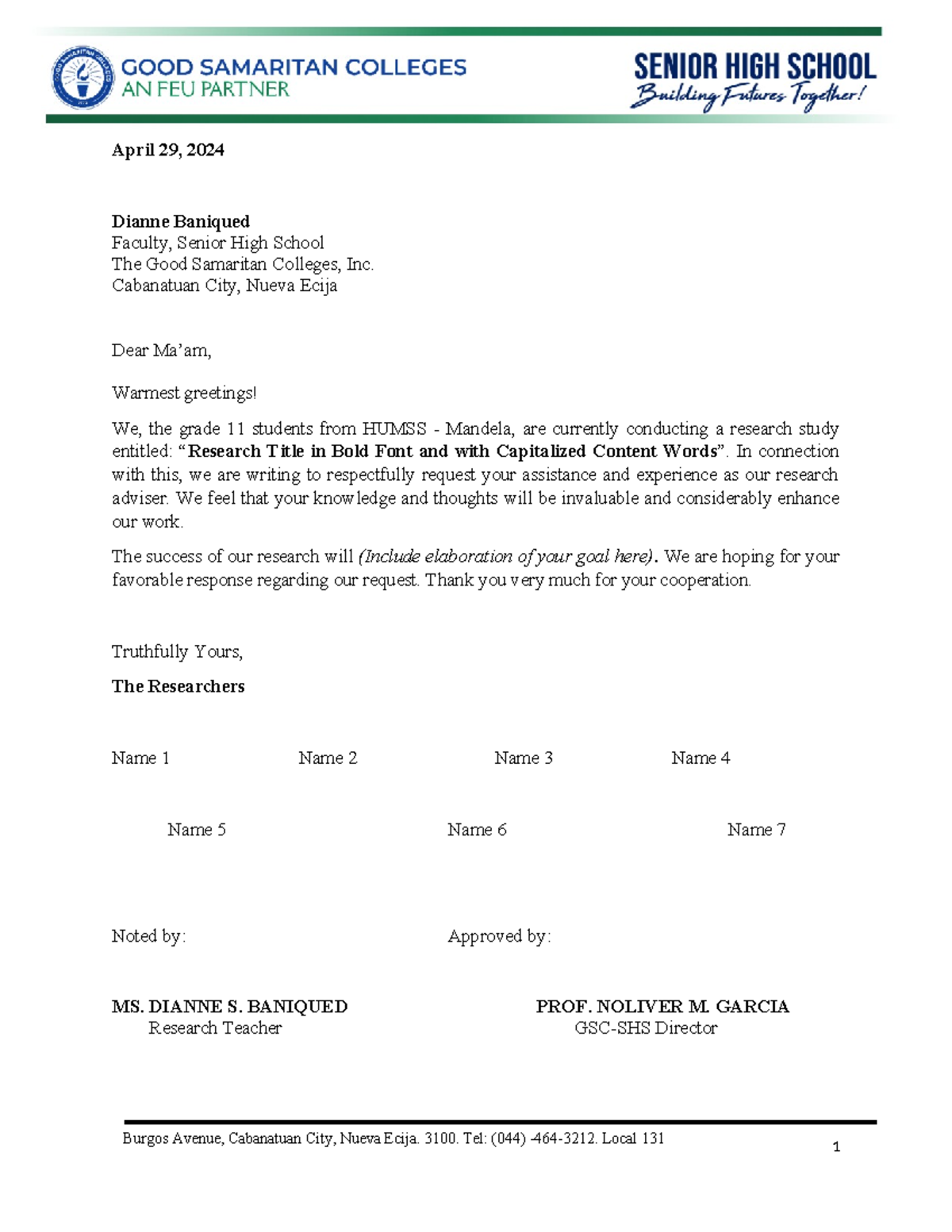 Consent Letter TO THE Research Adviser -830041048 - Burgos Avenue ...