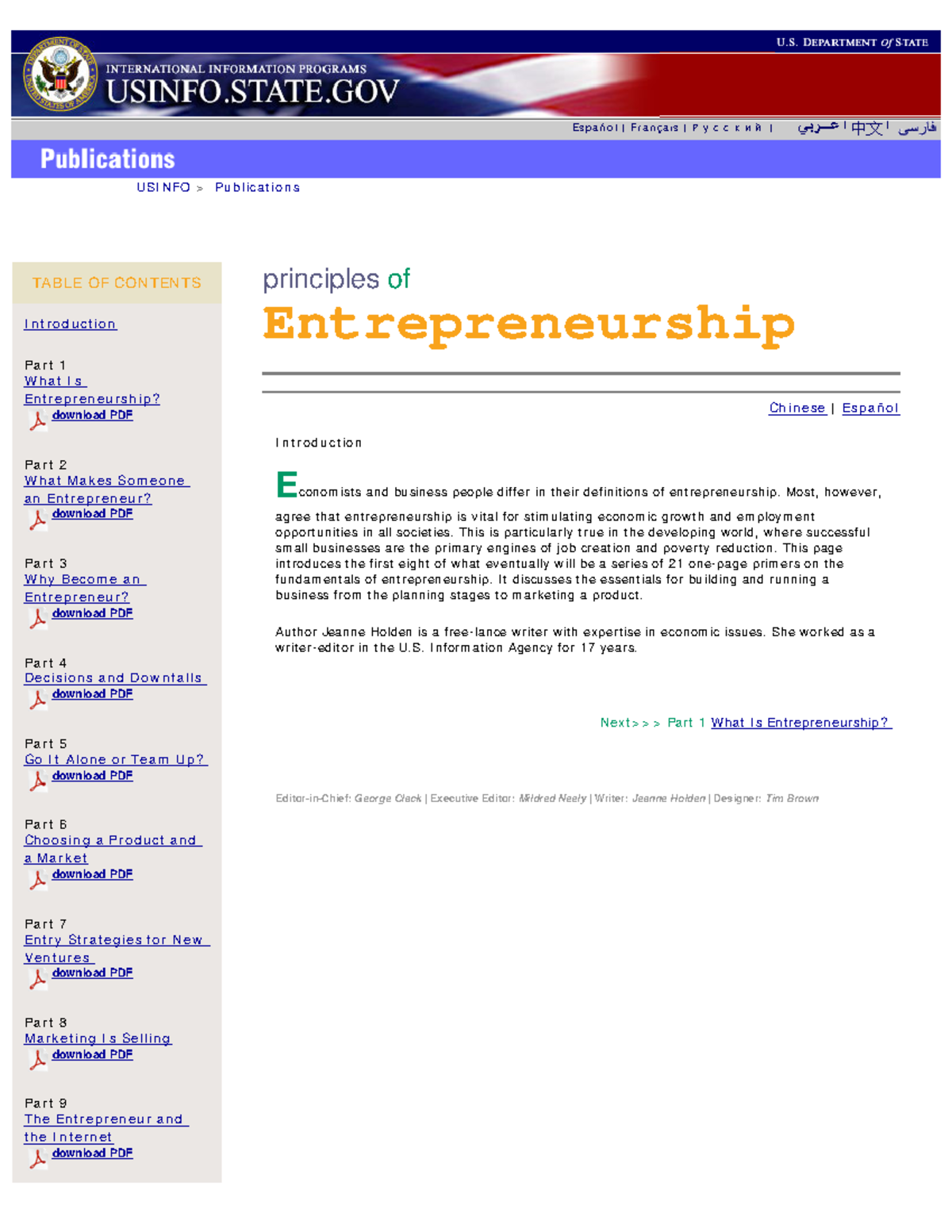 Principles of Entrepreneurship - Espa ñ ol | Fr a n ça is | | | | USI N ...