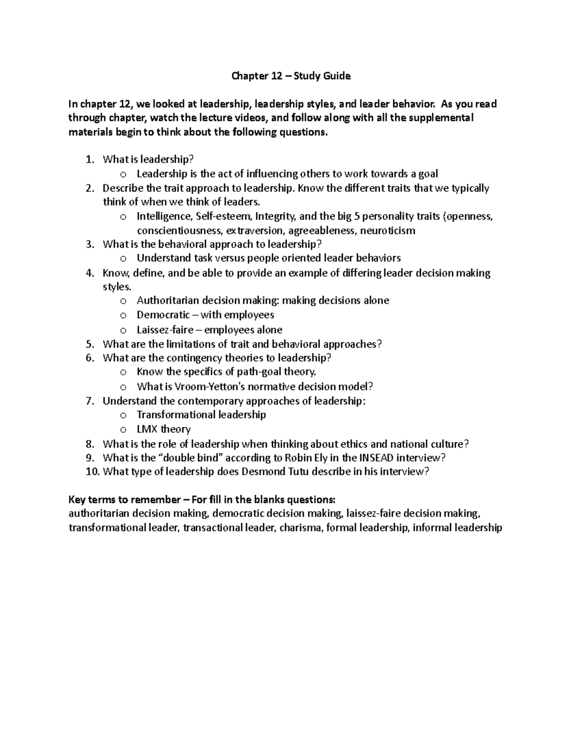 Chapter 12 - notes - Chapter 12 – Study Guide In chapter 12, we looked ...