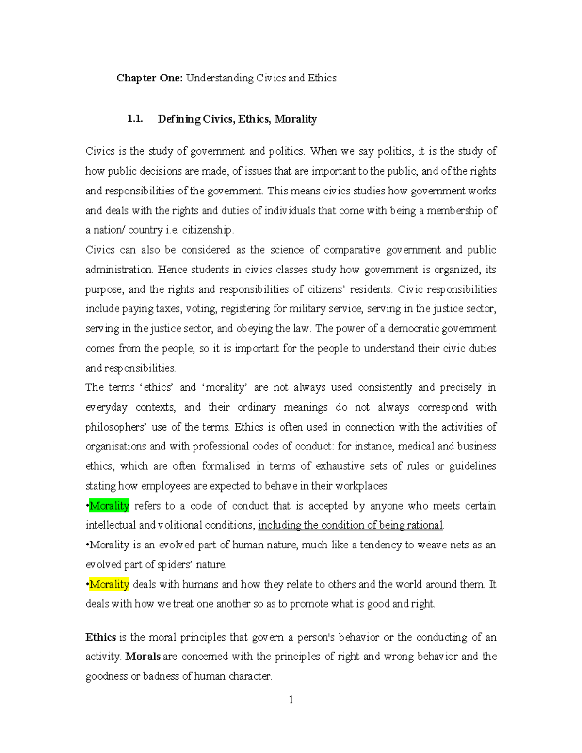 Civic chapter 1 - applied mathematics is a basic course - Chapter One ...