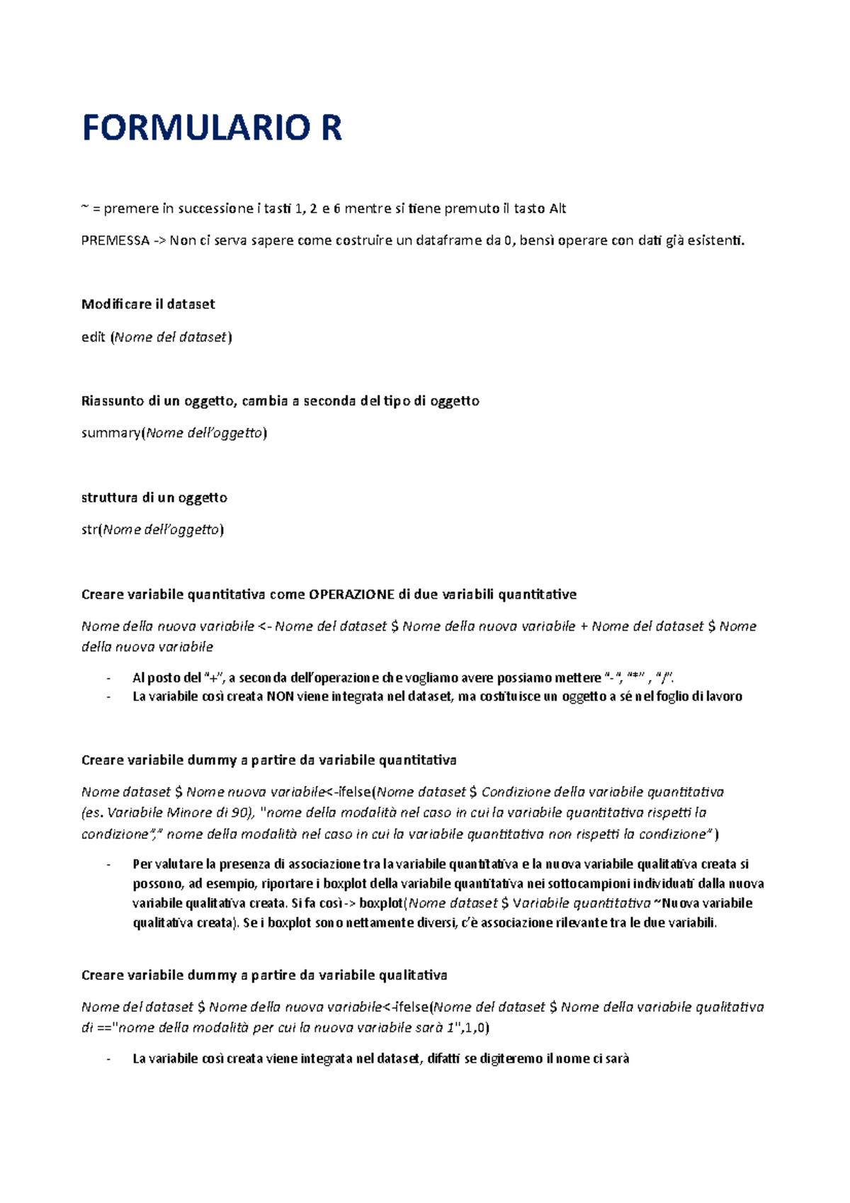 Formulario R - FORMULARIO R ~ = premere in successione i tasti 1, 2 e 6 ...