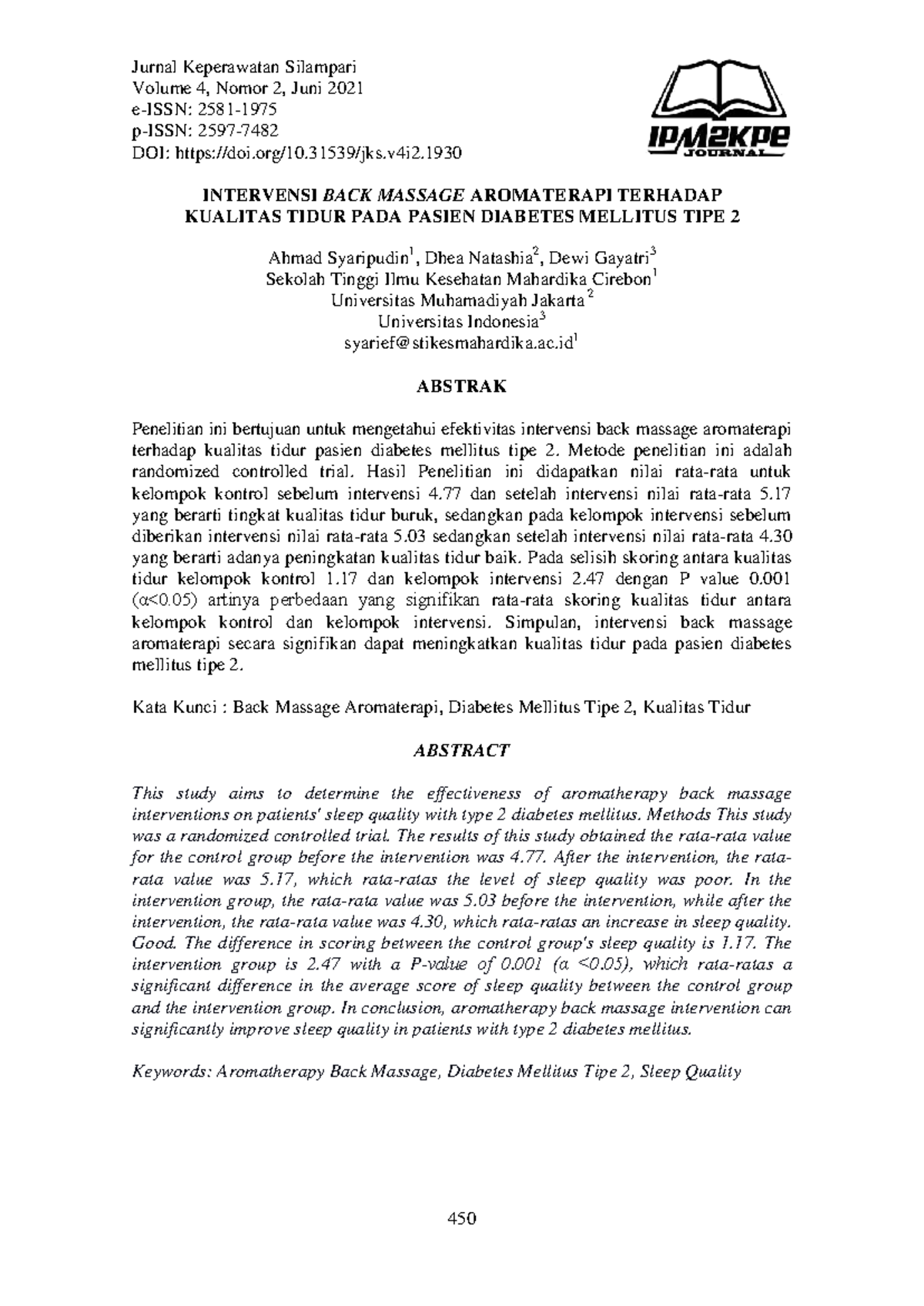 1930-Article Text-21562-1-10-20210401 - Jurnal Keperawatan Silampari ...