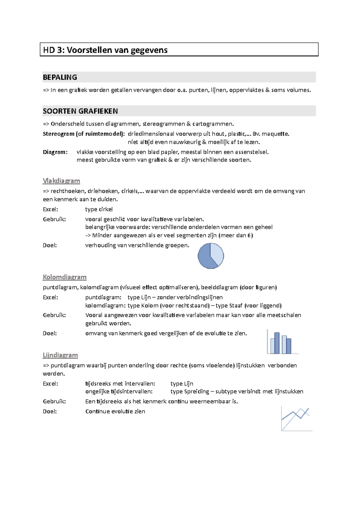soorten grafieken - HD 3: Voorstellen van gegevens BEPALING => In een ...