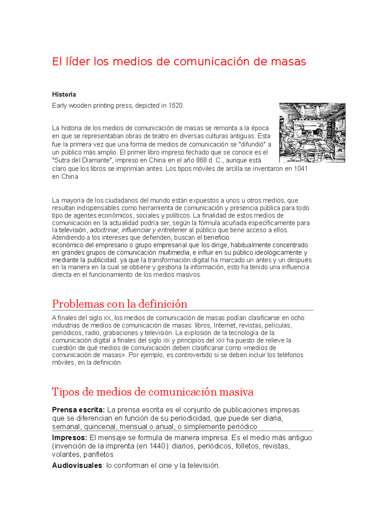 El Líder Los Medios De Comunicación De Masas El Líder Los Medios De