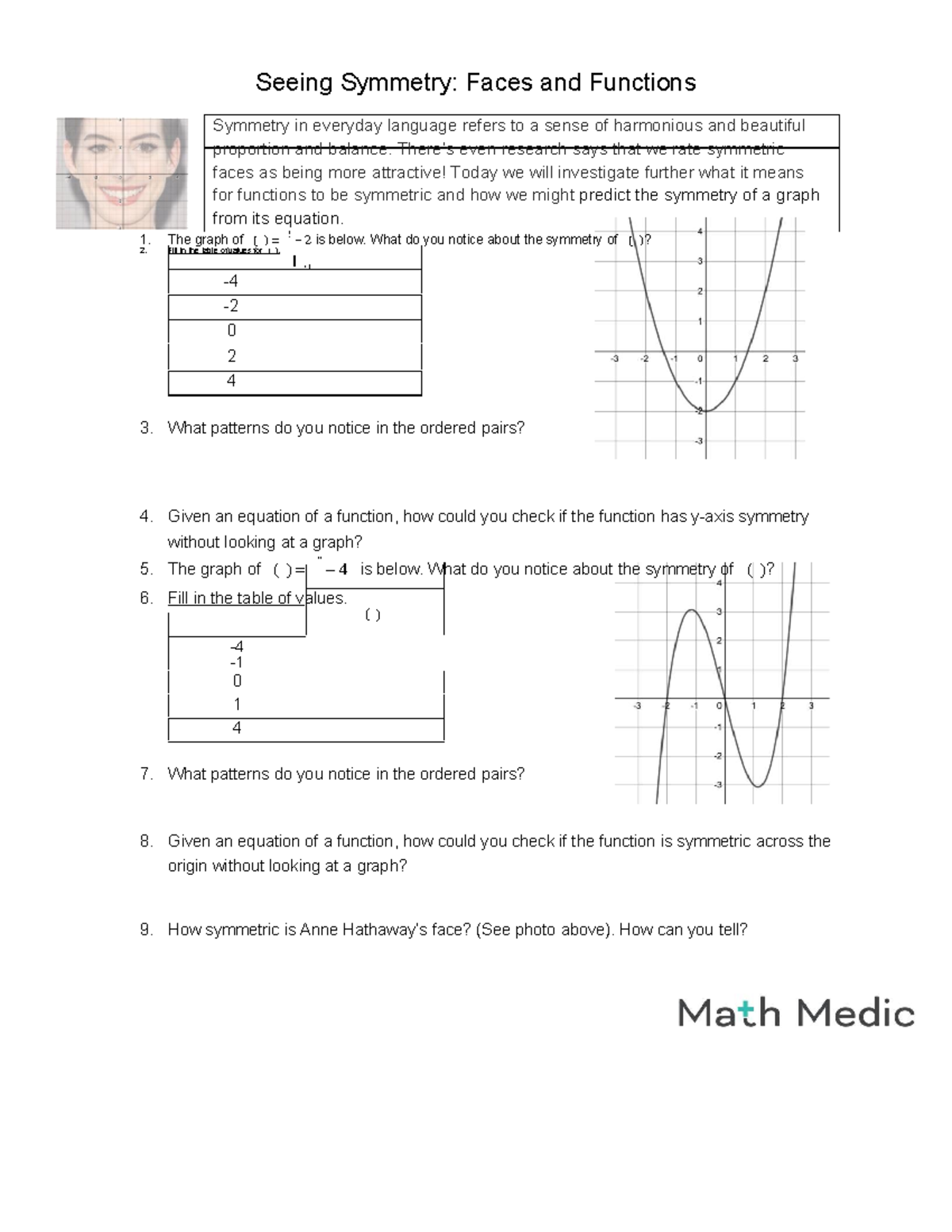 Seeing Symmetry - Some pre calculus problems - Seeing Symmetry: Faces ...