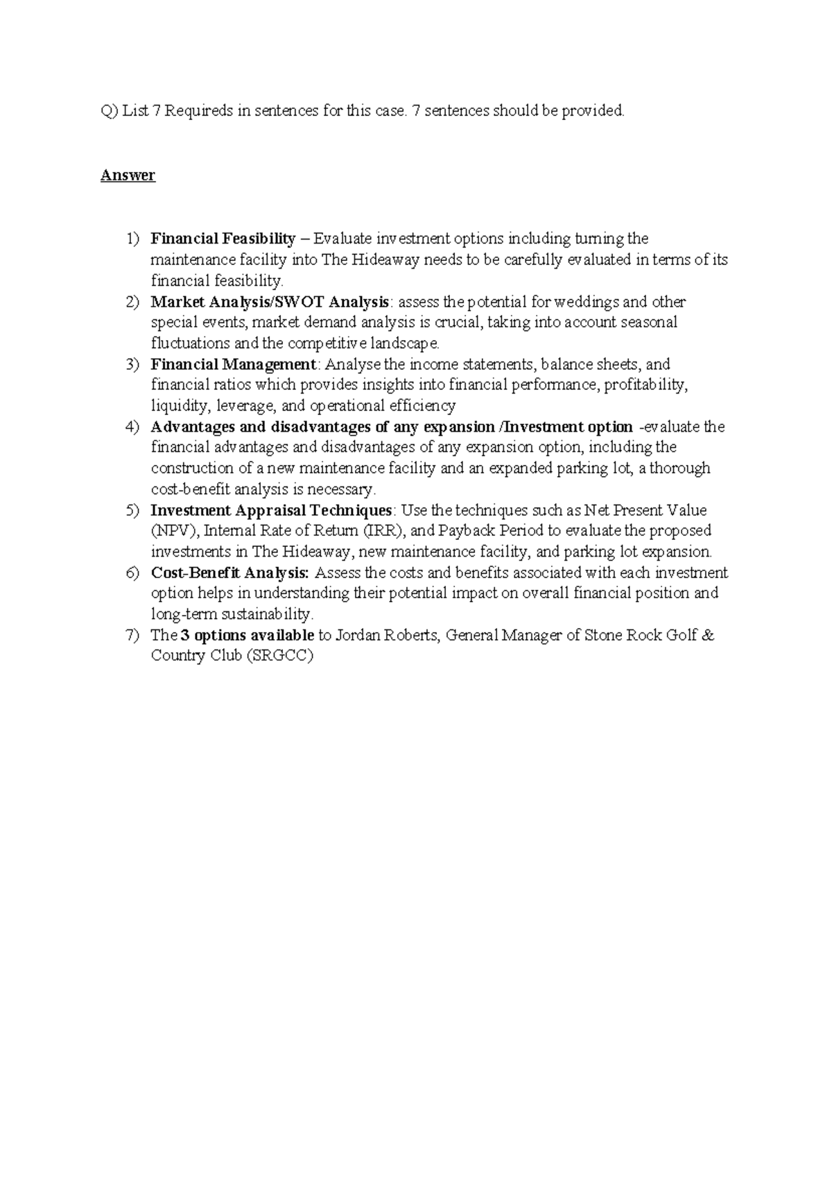 7 case requireds - notes - Q) List 7 Requireds in sentences for this ...