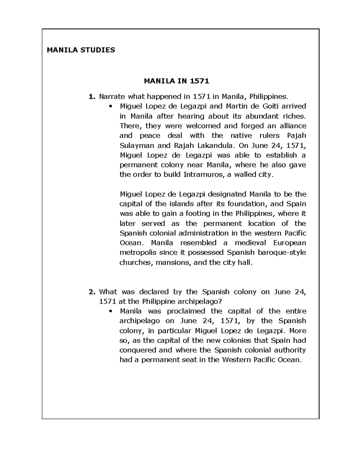 Manila Studies format - Manila in 1571 - MANILA STUDIES MANILA IN 1571 ...