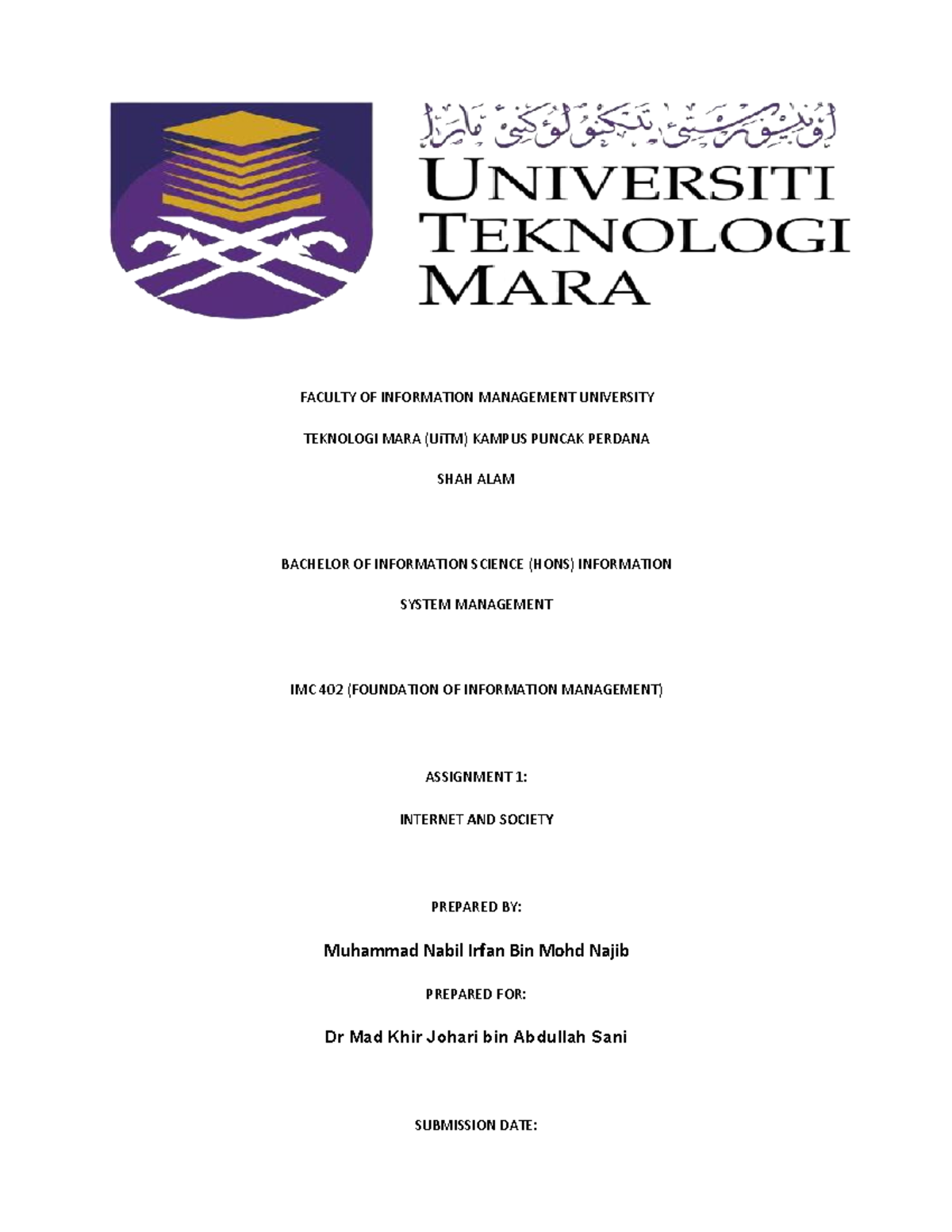 Full report - group - FACULTY OF INFORMATION MANAGEMENT UNIVERSITY ...