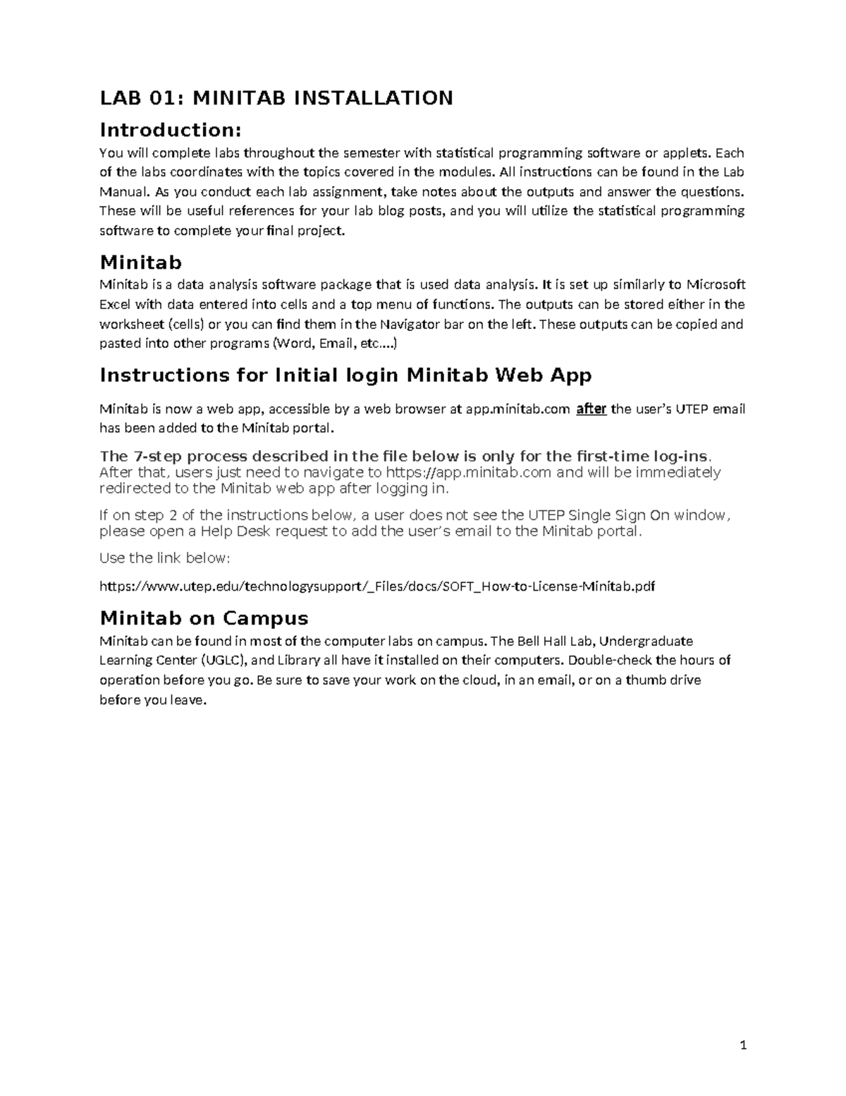 Lab 1 worksheet - STATS - LAB 01: MINITAB INSTALLATION Introduction ...