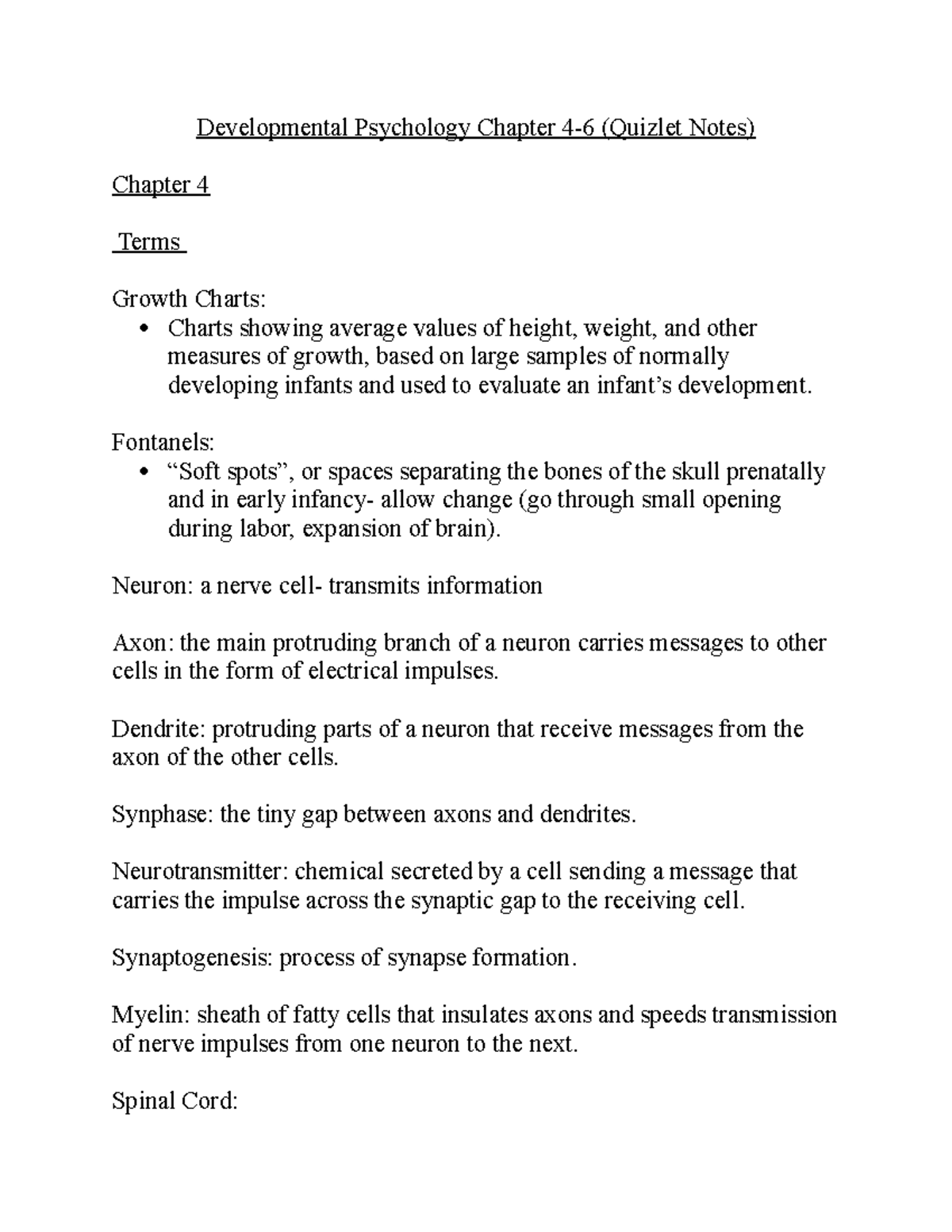 Developmental Psychology Chapter 4 Notes - PSYC2010U - Ontario Tech ...