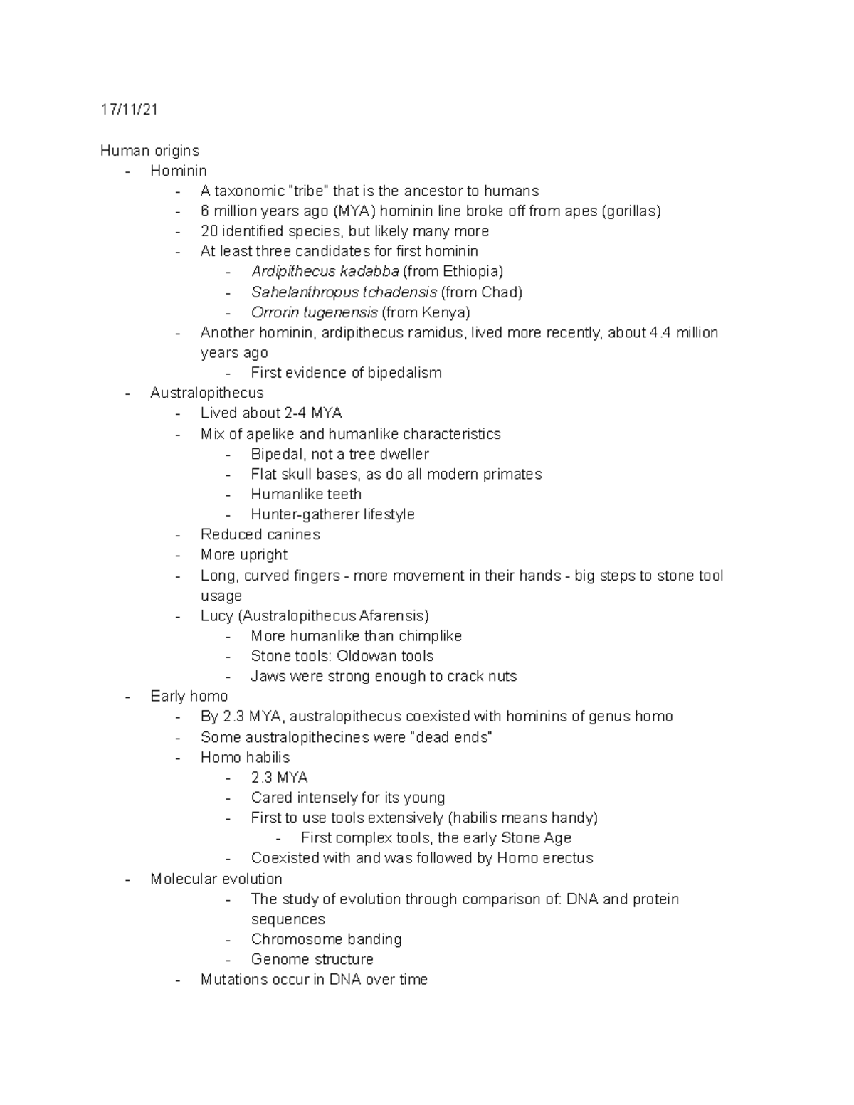 Notes from Hereditary and Human Affairs - 17/11/ Human origins ...