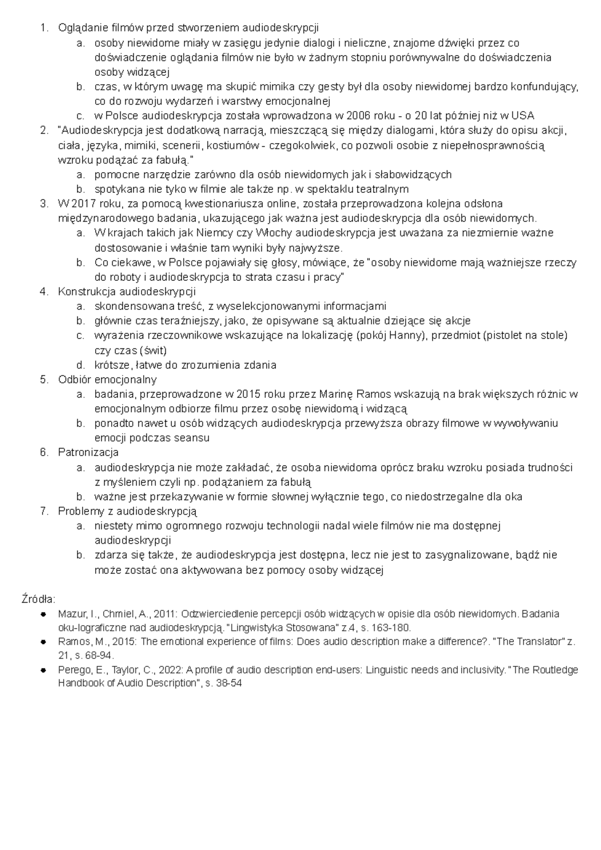 Audiodeskrypcja - Oglądanie filmów przed stworzeniem audiodeskrypcji a ...