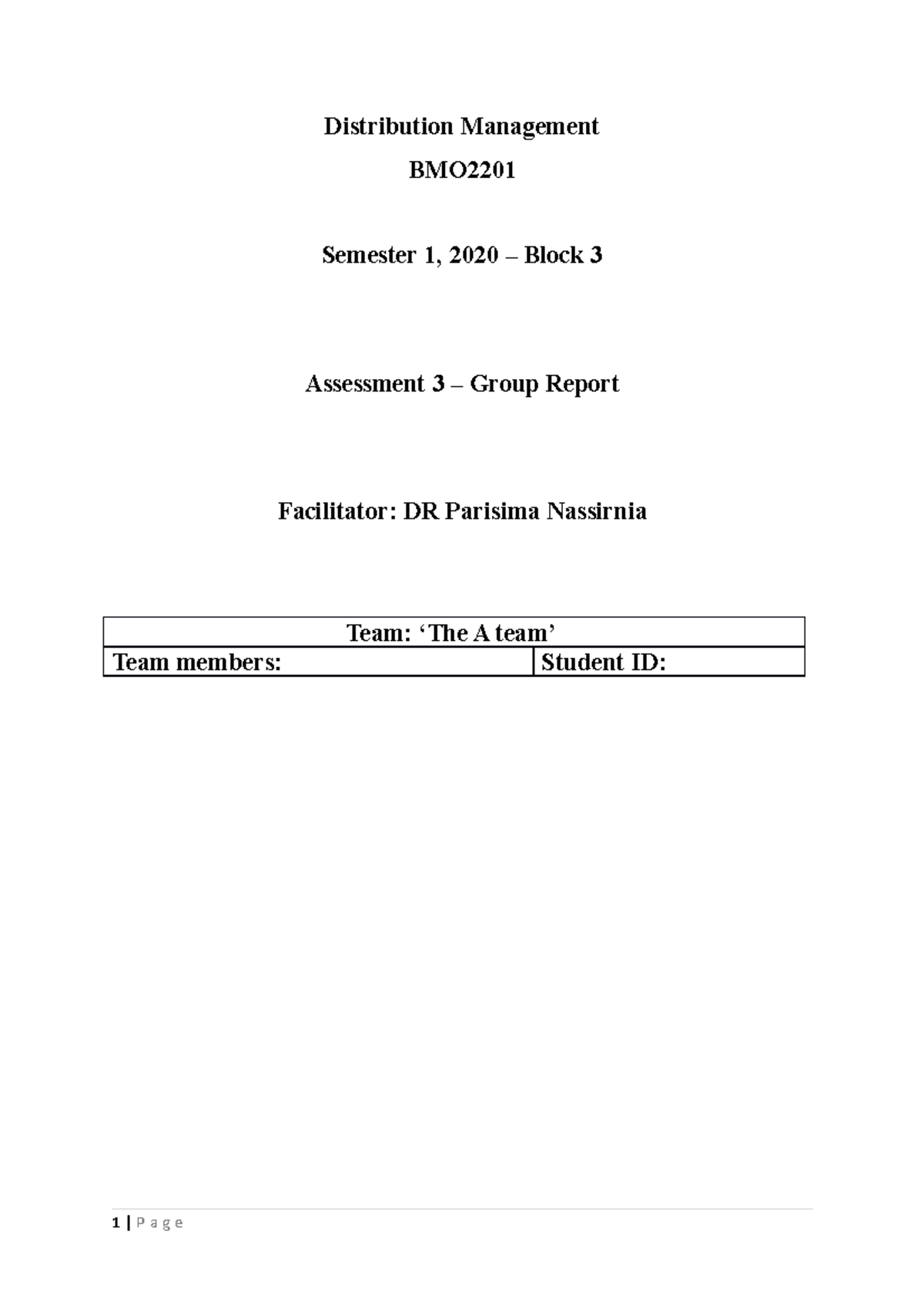 Distribution Management Report StarTrack - Distribution Management BMO ...