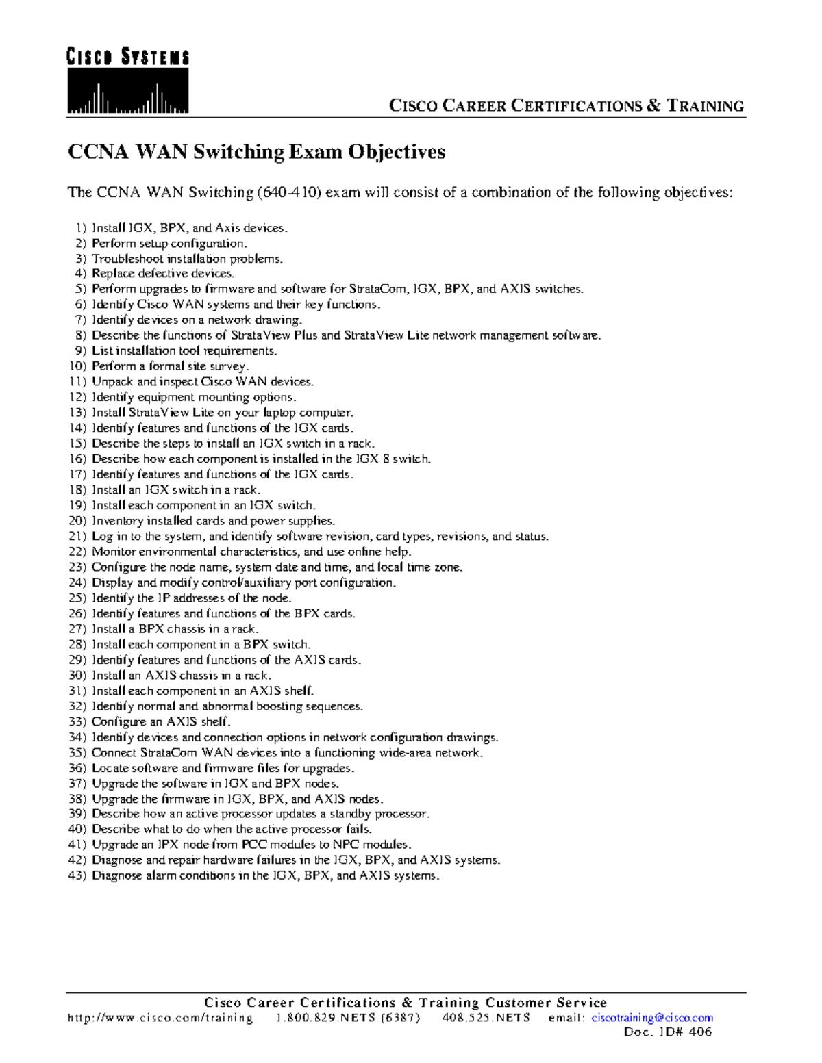 CCNA Objectives - internet networking book - CISCO CAREER ...