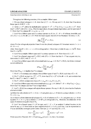 Linear Analysis 2016-2017 Example Sheet 3 - LINEAR ANALYSIS EXAMPLE ...