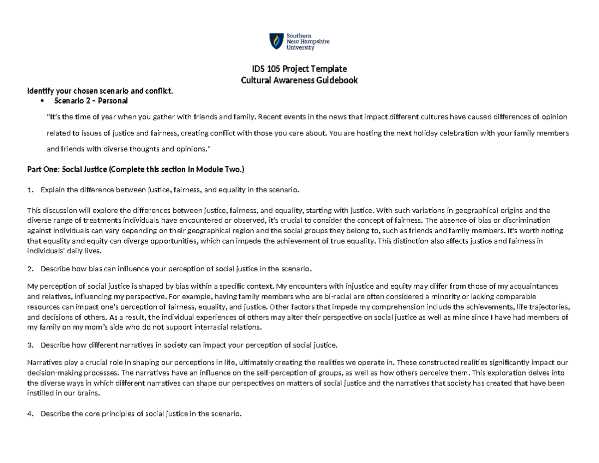 IDS 105 Project Template - IDS 105 Project Template Cultural Awareness ...