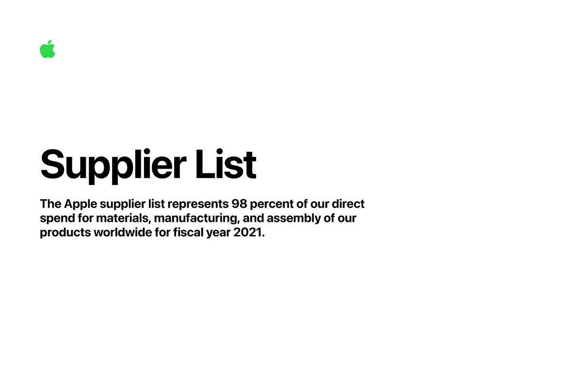 Apple-Supplier-List 2021 - The Apple supplier list represents 98 ...