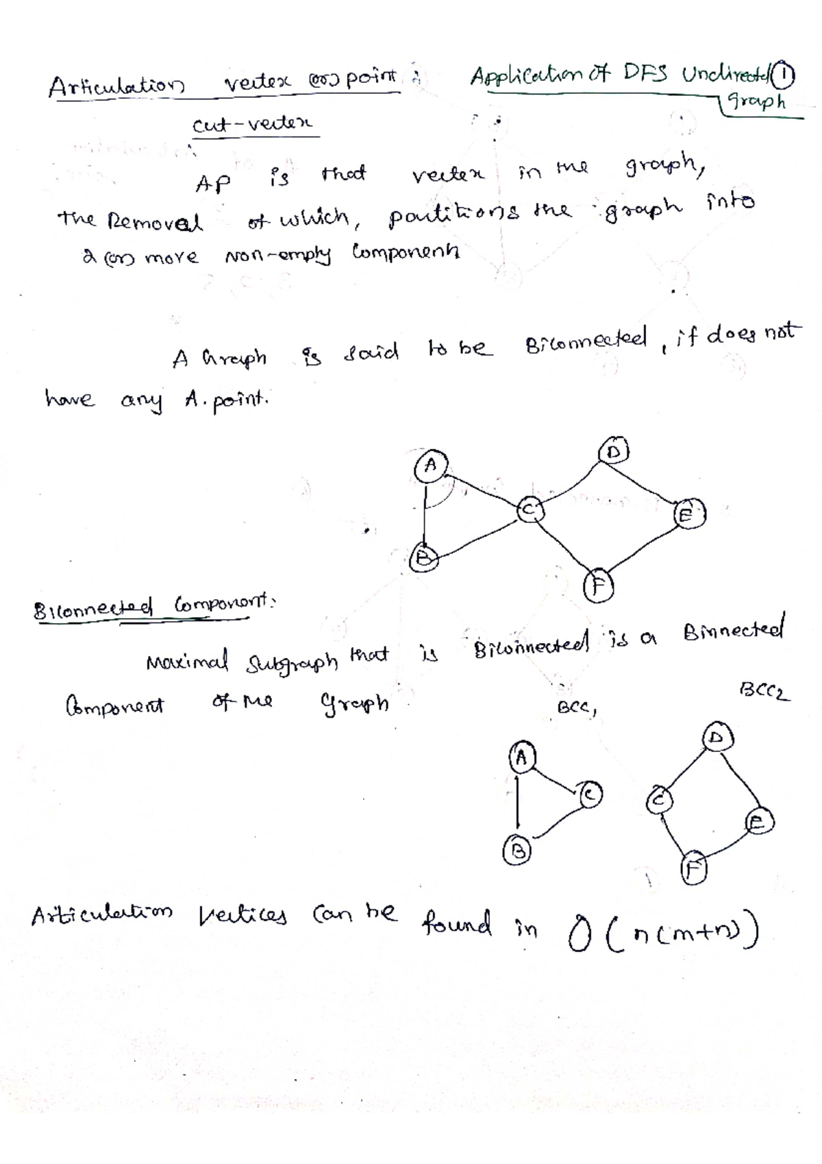 DFS Undirected Graph Application ( Articulation Point) - Computer ... DFS Undirected Graph Application ( Articulation Point) - Computer ...