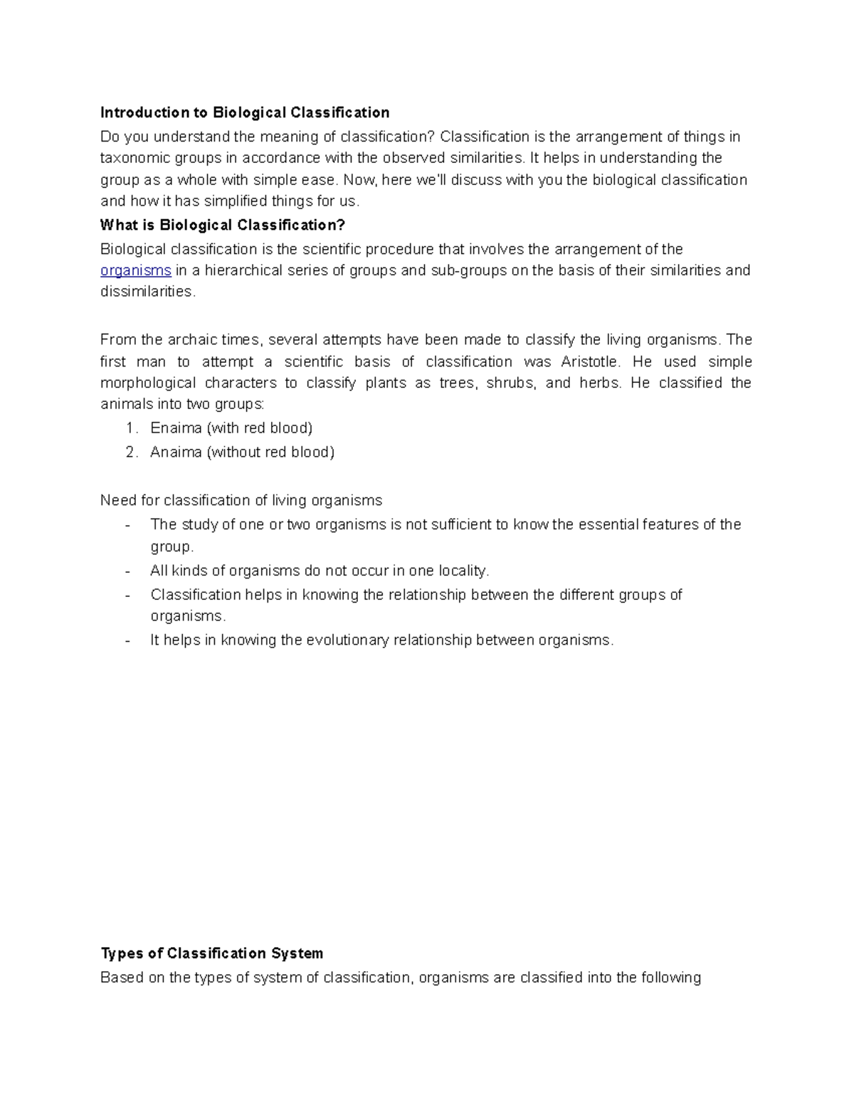 Biological Classification - It helps in understanding the group as a ...