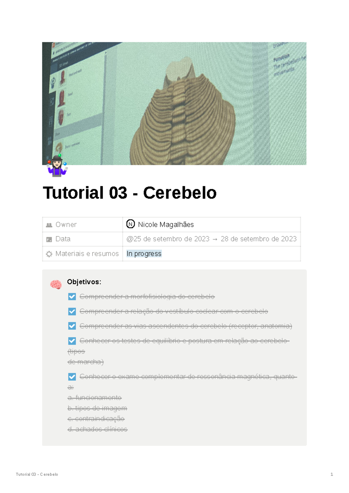 Tutorial 03 - Cerebelo - Tutorial 03 - Cerebelo Owner N Nicole ...