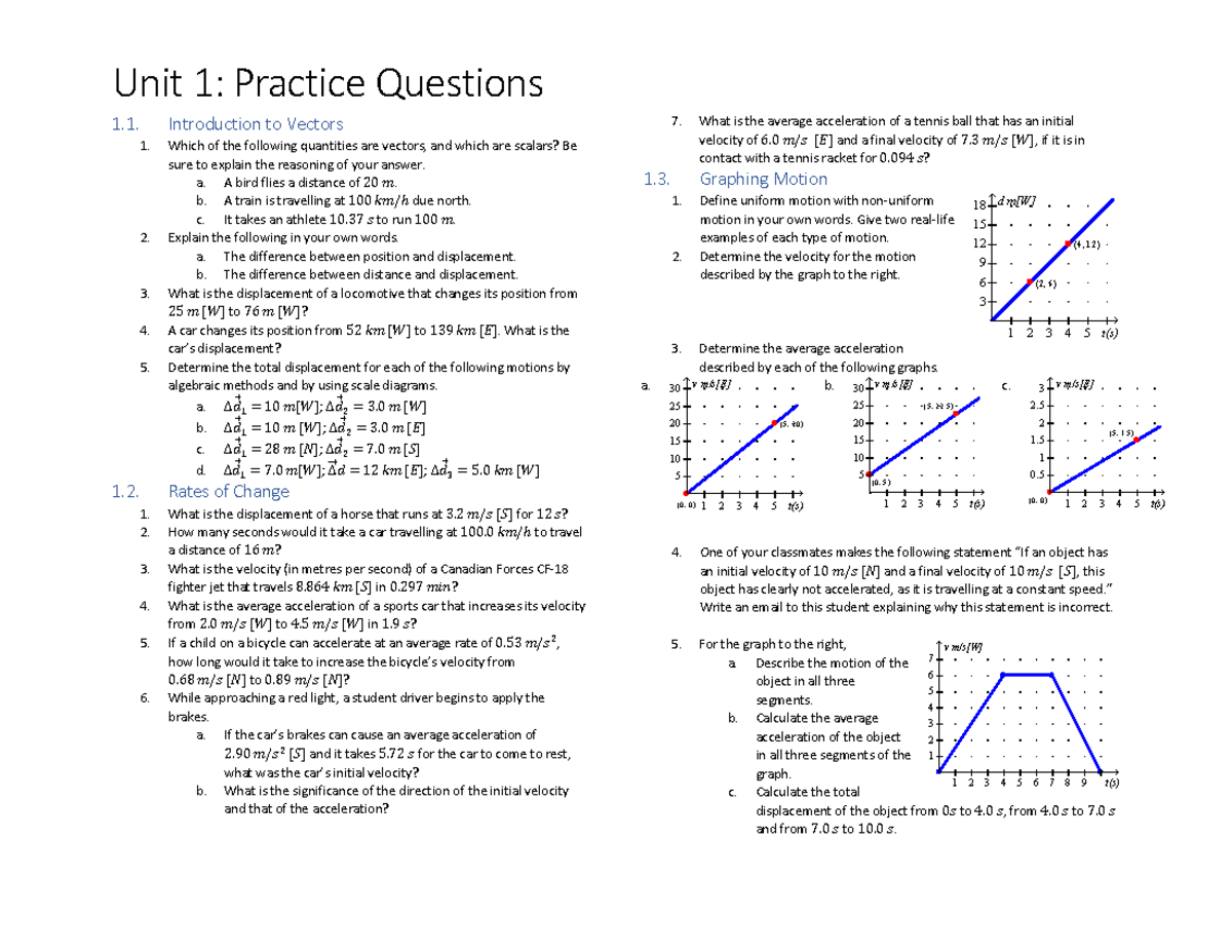 Electromagnetism worksheet - Unit 1: Practice Questions 1. Introduction ...