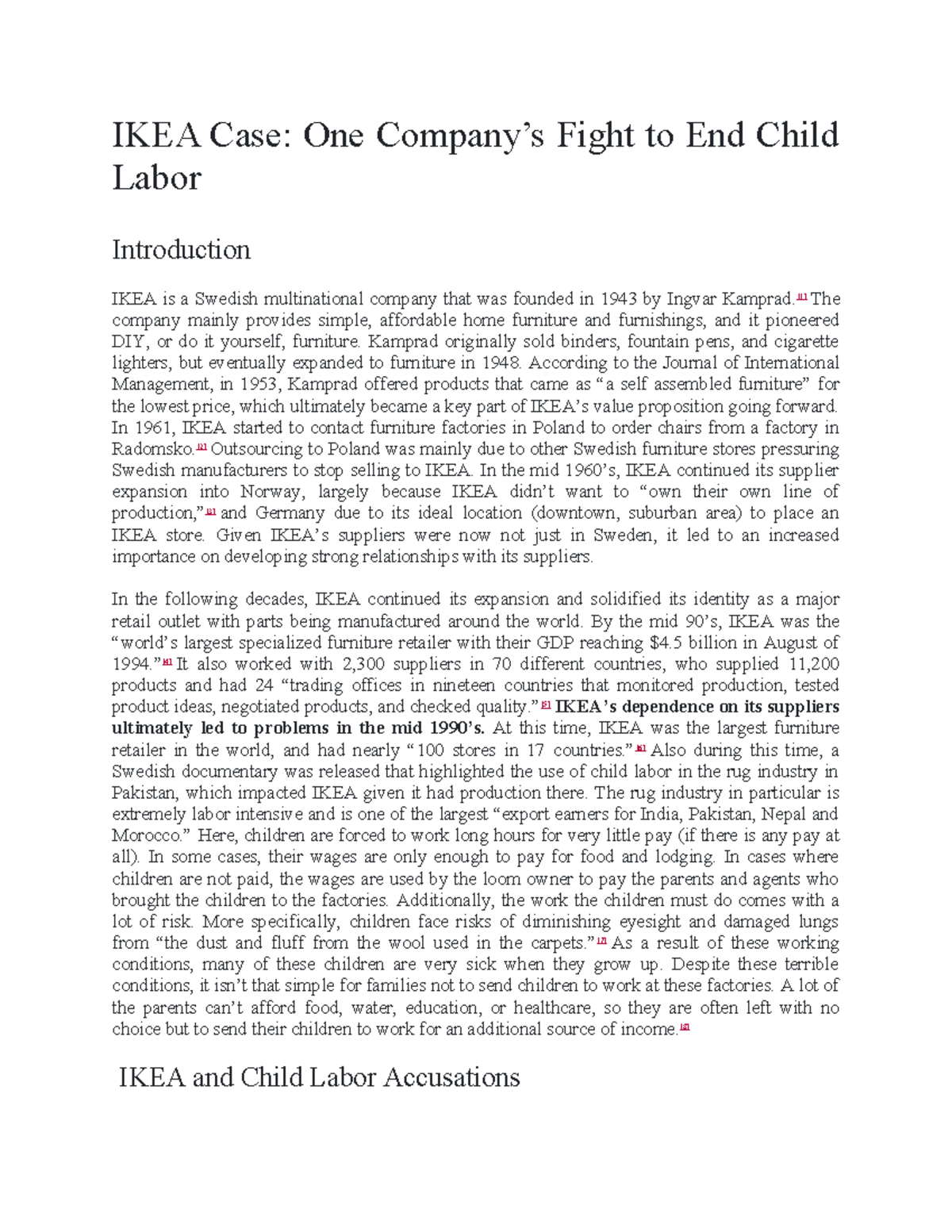 IKEA case - đạo đức kinh doanh - IKEA Case: One Company’s Fight to End ...