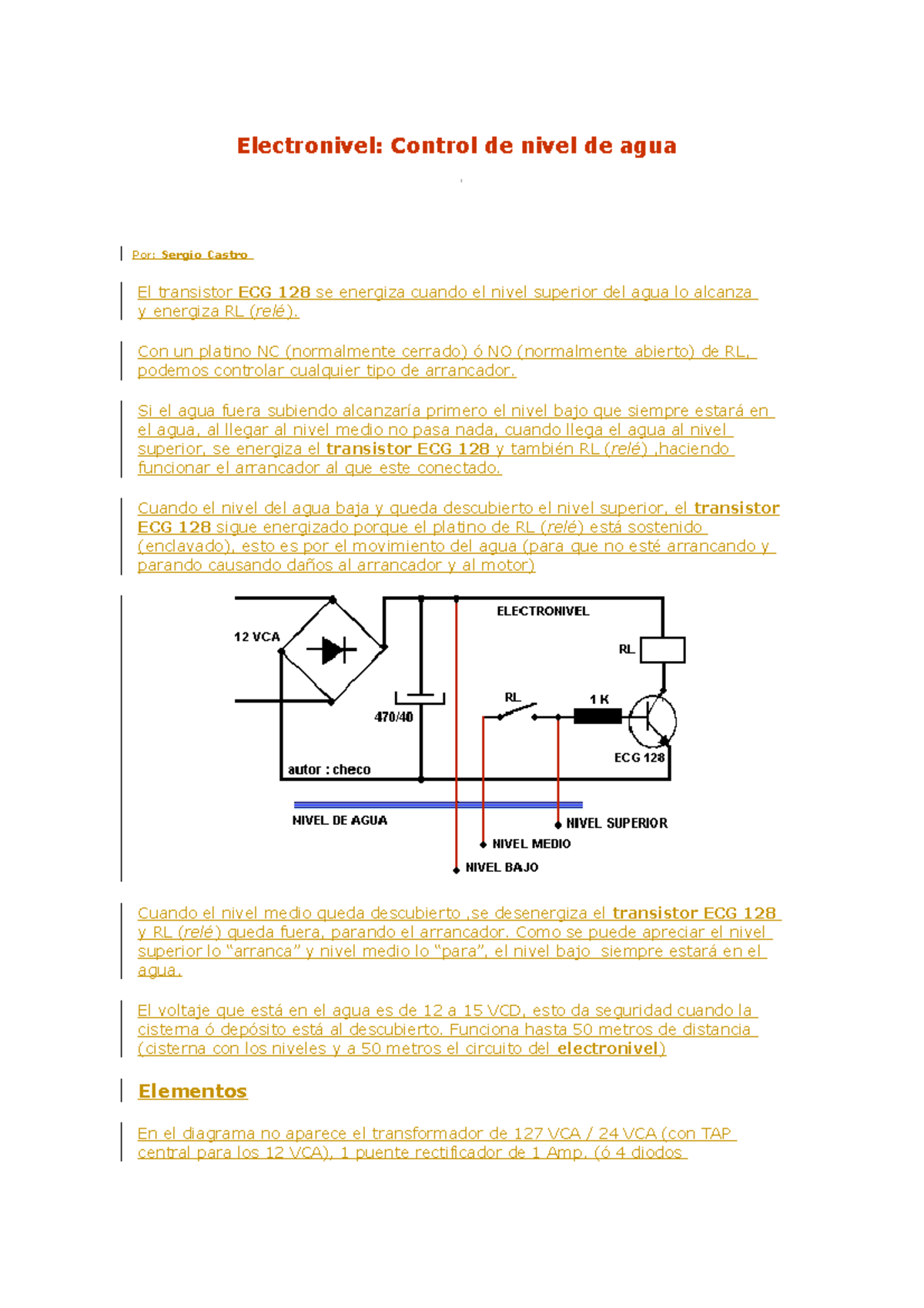 Electronivel - lab Fisica - Electronivel: Control de nivel de agua Por ...