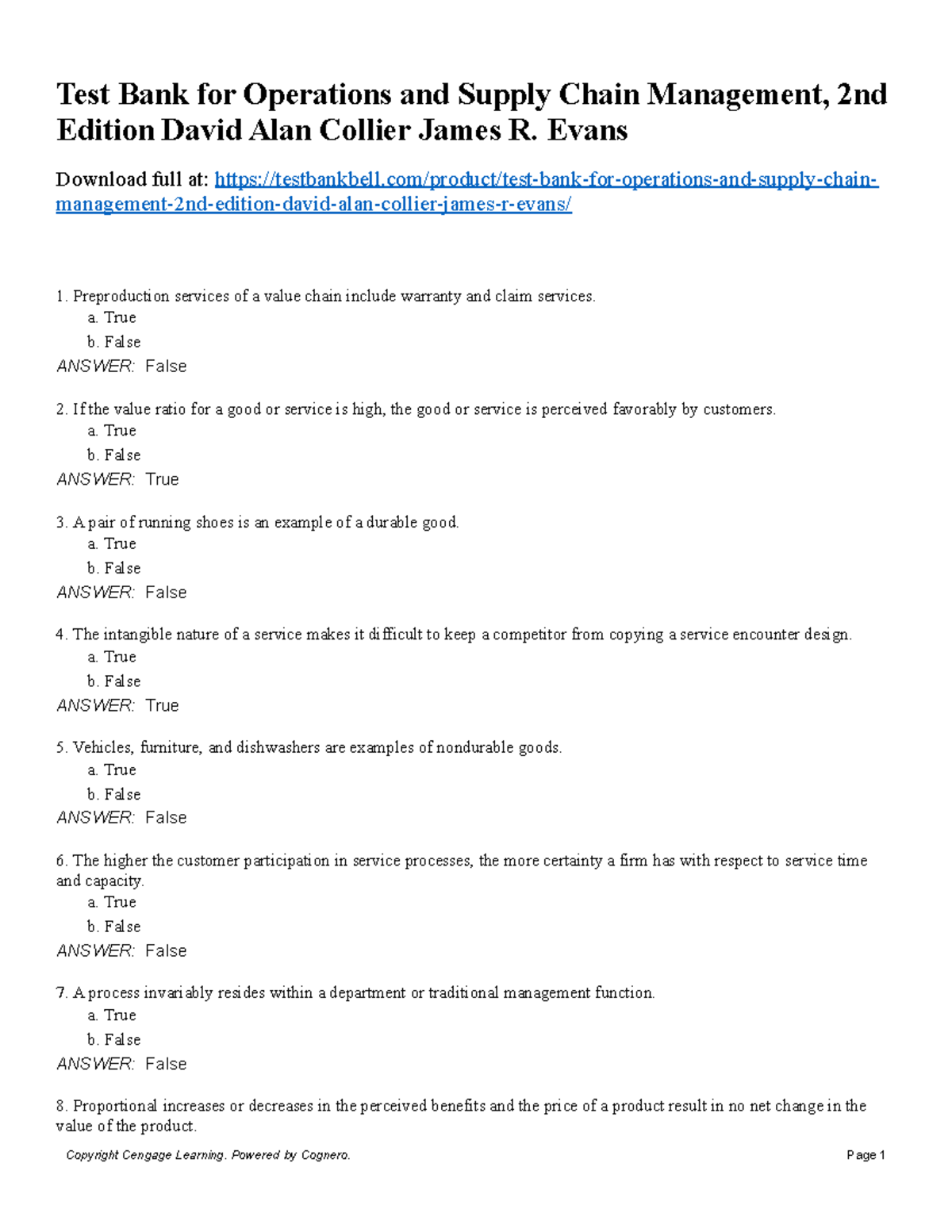 647253989 Operations and Supply Chain Management 2nd Edition David Alan Collier James r Evans ...