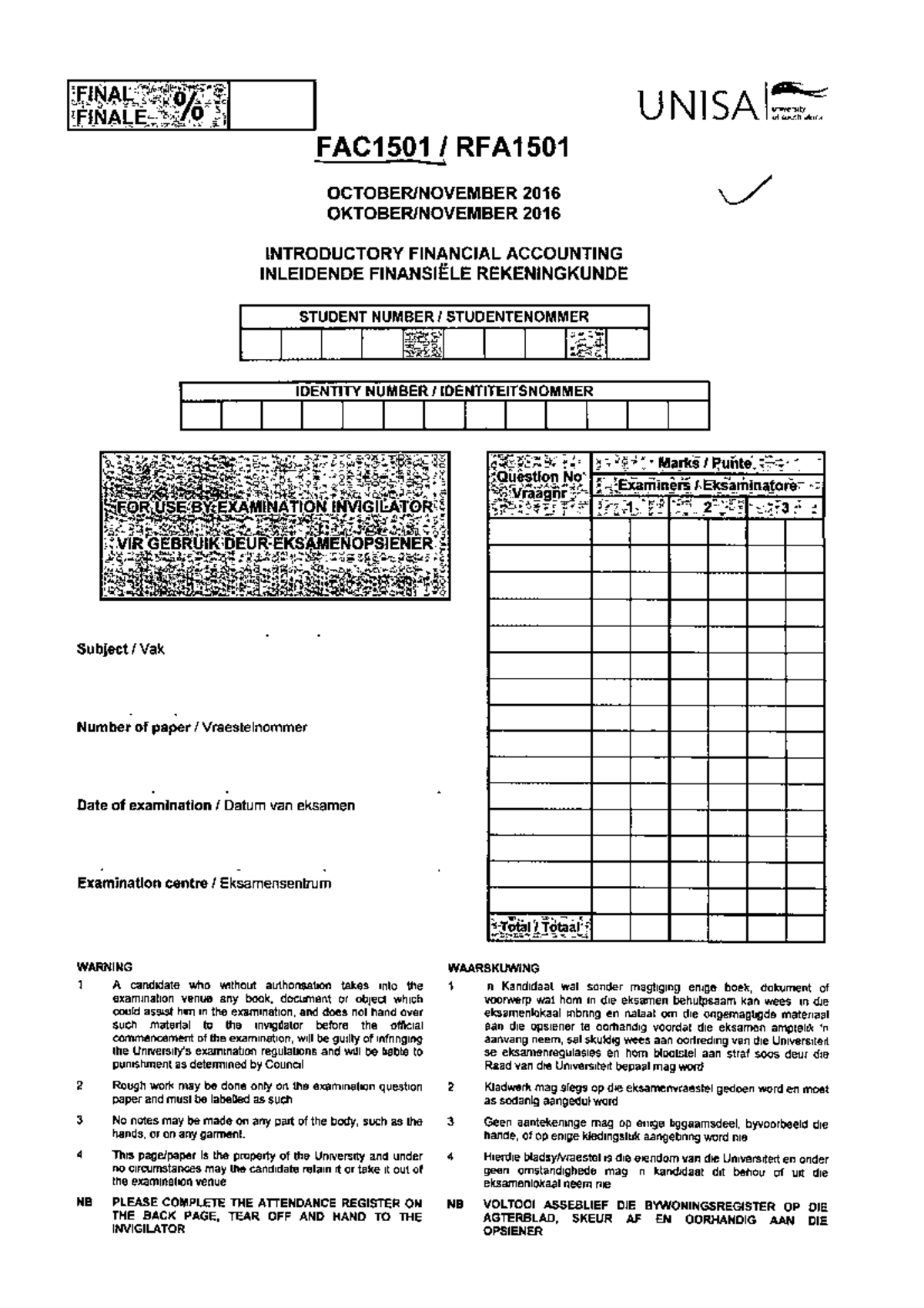 FAC1501 2016 10 E 1 - Tutorial letters and assignments - 98806 - Studocu